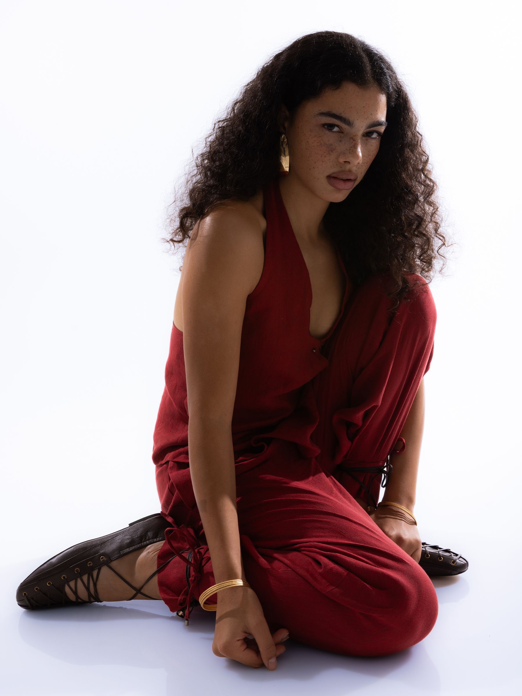 Buy Bronx Brown Serajaa Leather Ballerinas from Next Portugal