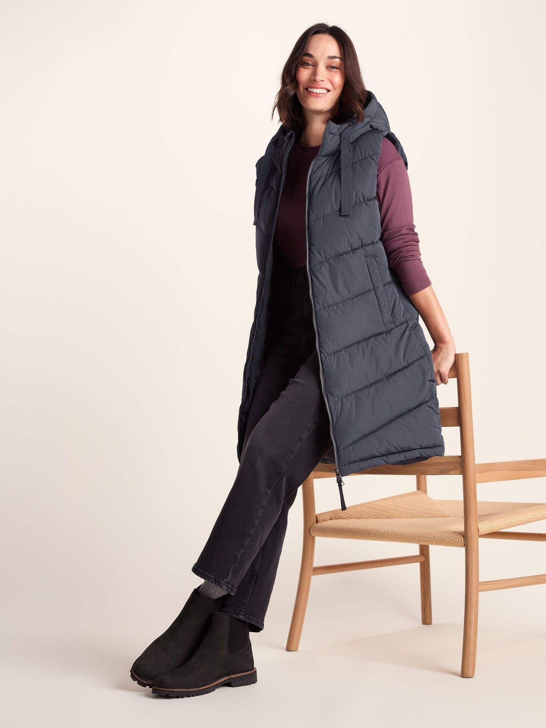 Buy Tog 24 Blue Ranskill Long Padded Hooded Gilet from the Next UK ...