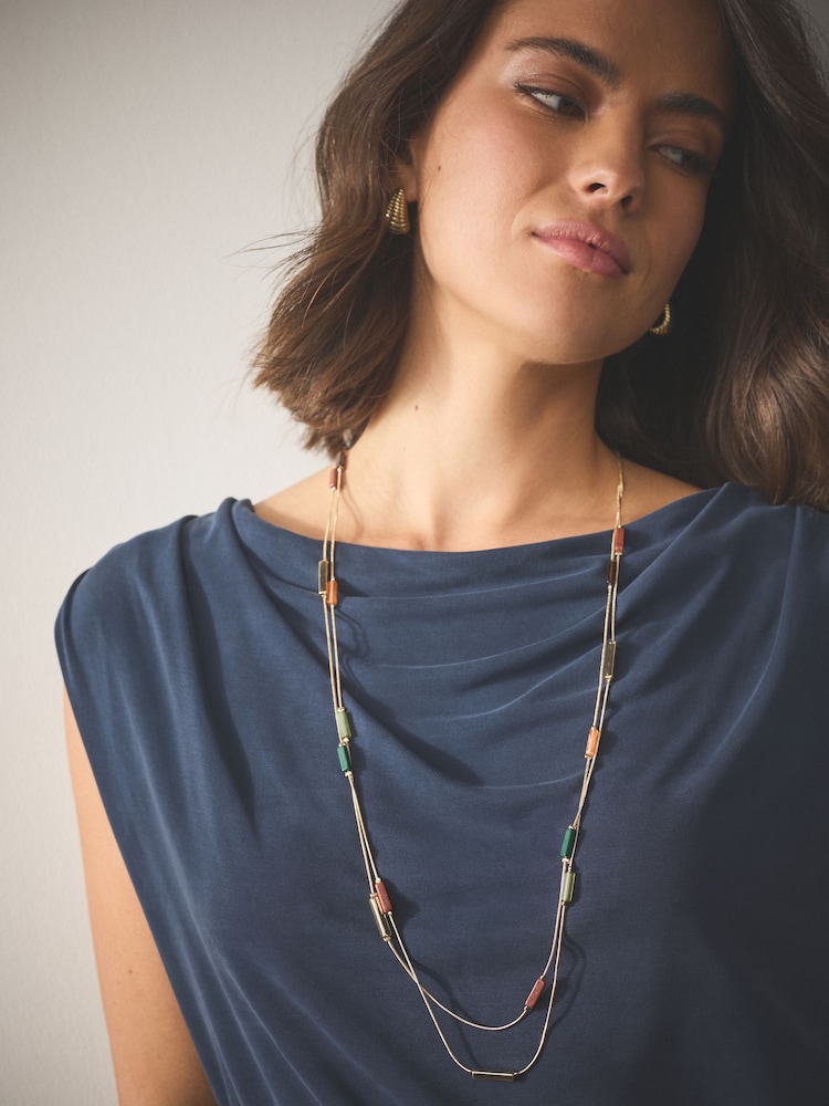 Buy Gold Tone Beaded Long Necklace from Next Australia