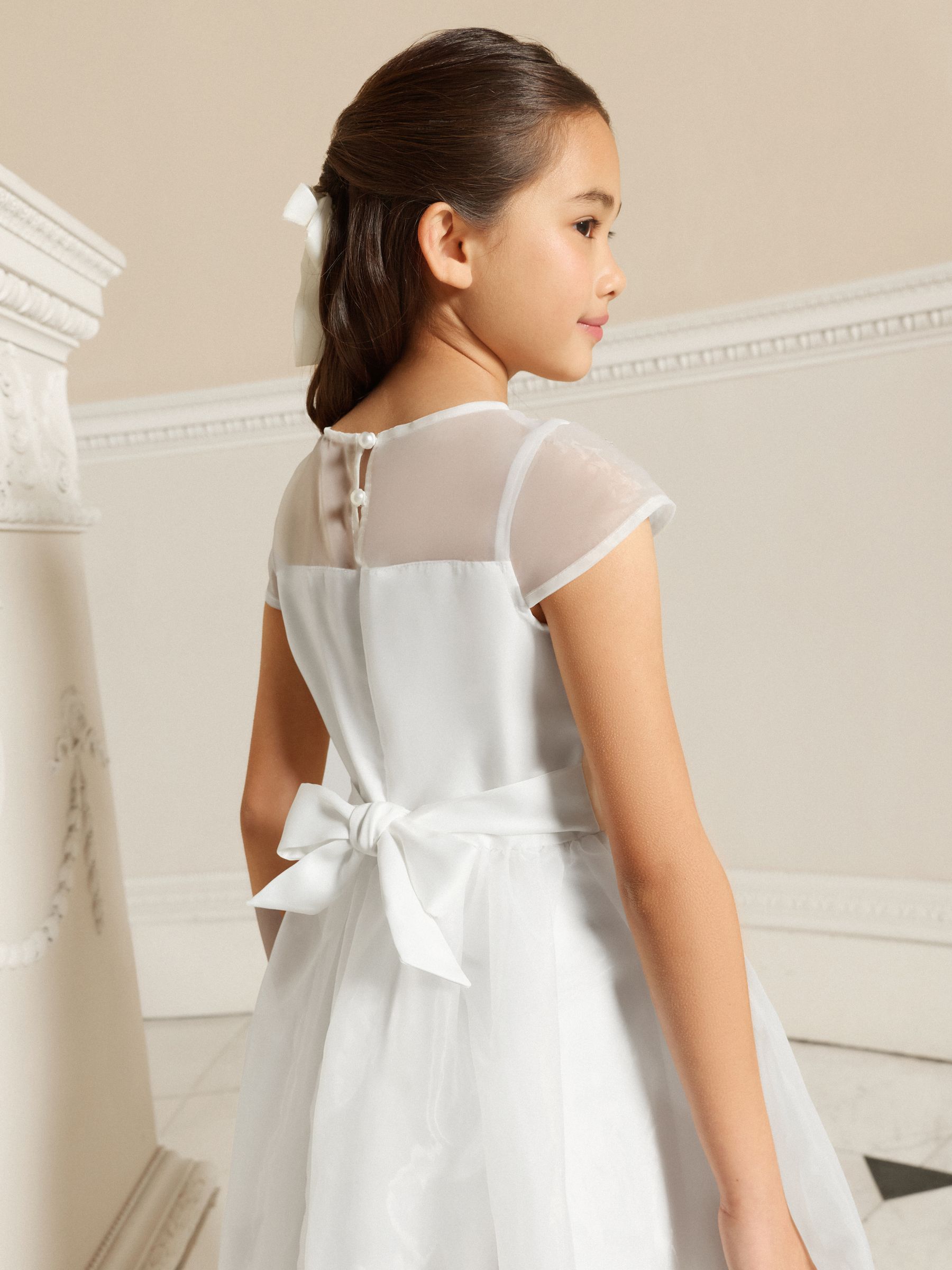 Buy Lipsy Ivory Flower Embellished Flower Occasion Dress (5-16yrs) from ...