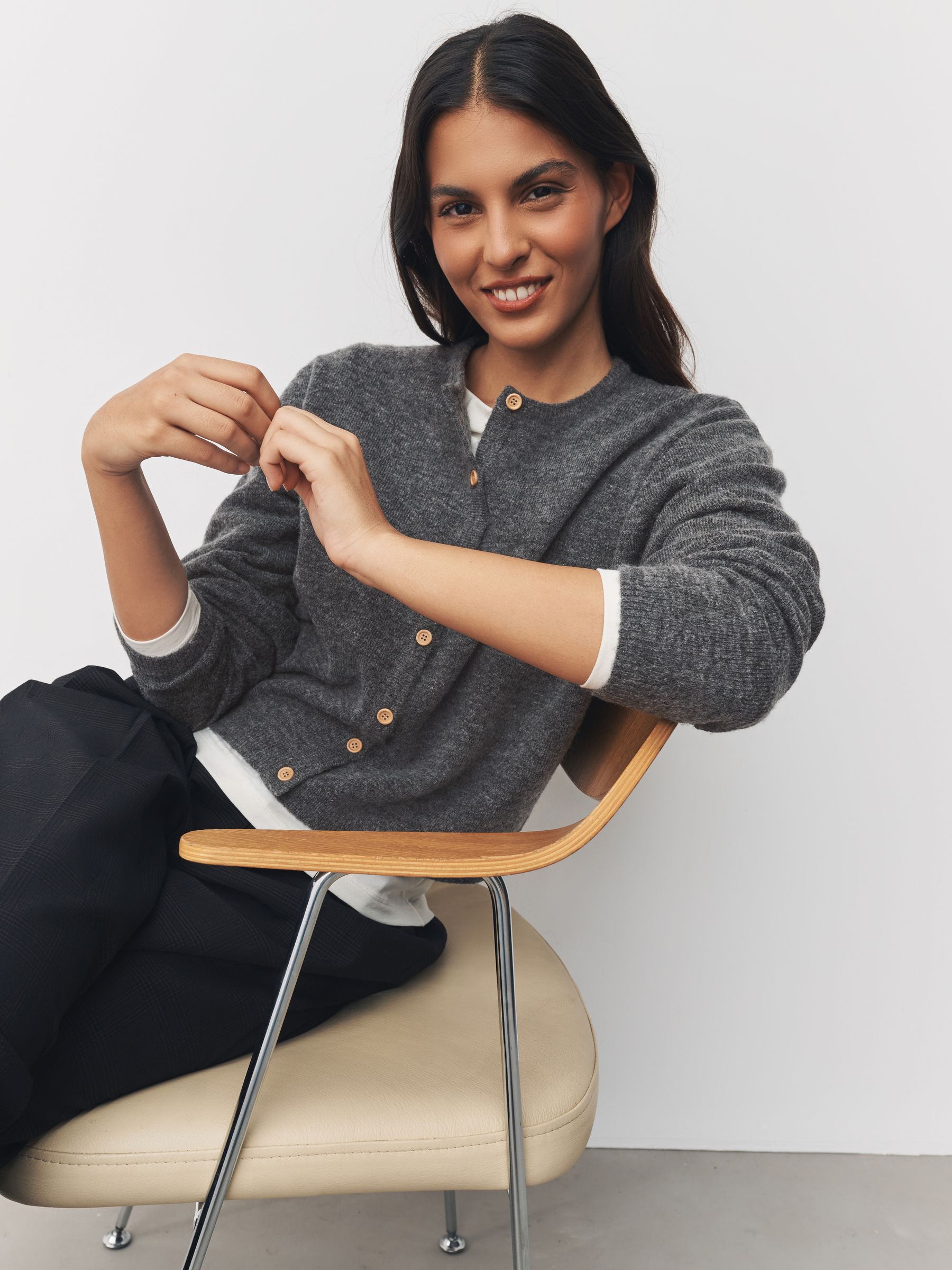 Buy Dark Grey Crew Neck Knitted Cardigan from Next Hong Kong