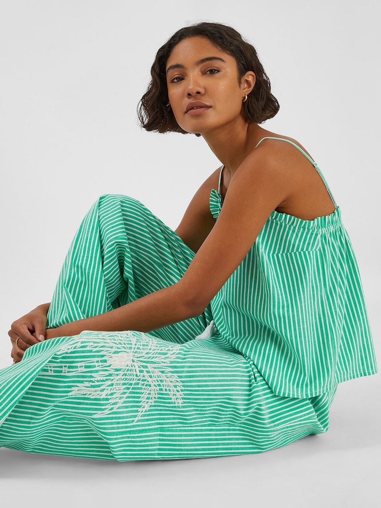 Buy Accessorize Green Embroidered Stripe Long Pyjamas Set from Next ...