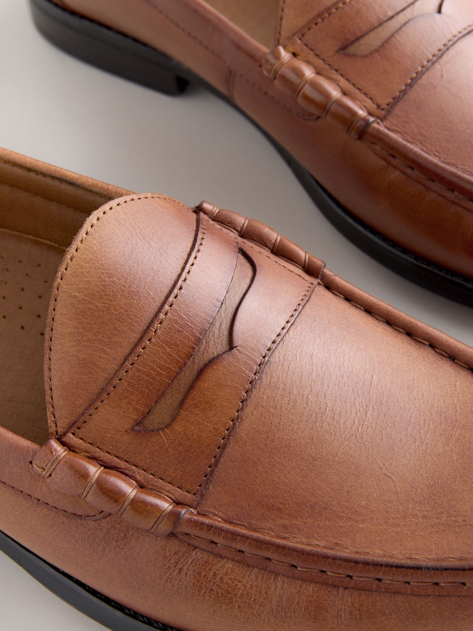 Buy Tan Brown Standard Fit Leather Penny Loafers from Next Canada