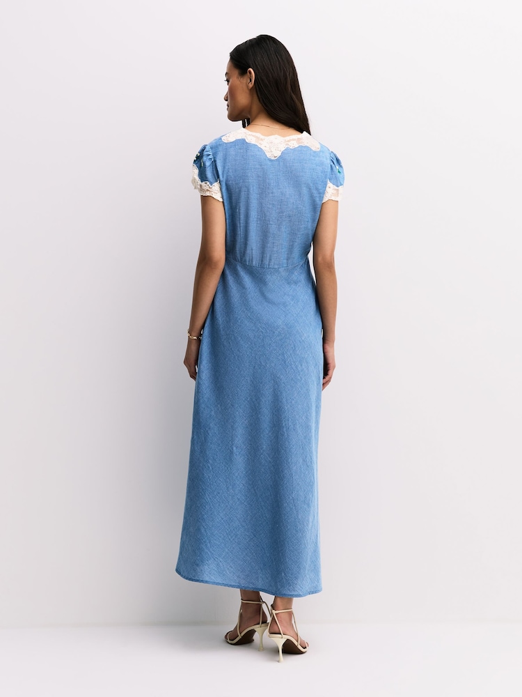Rixo Blue Amari Bud Embroidery Dress | Seasons