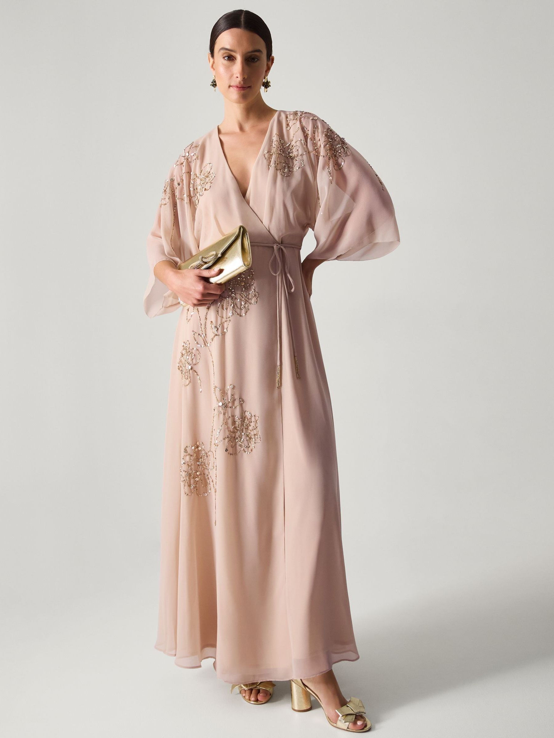 Buy Monsoon Nude Skyla Floral Print Embellished Maxi Wrap Dress From 8502