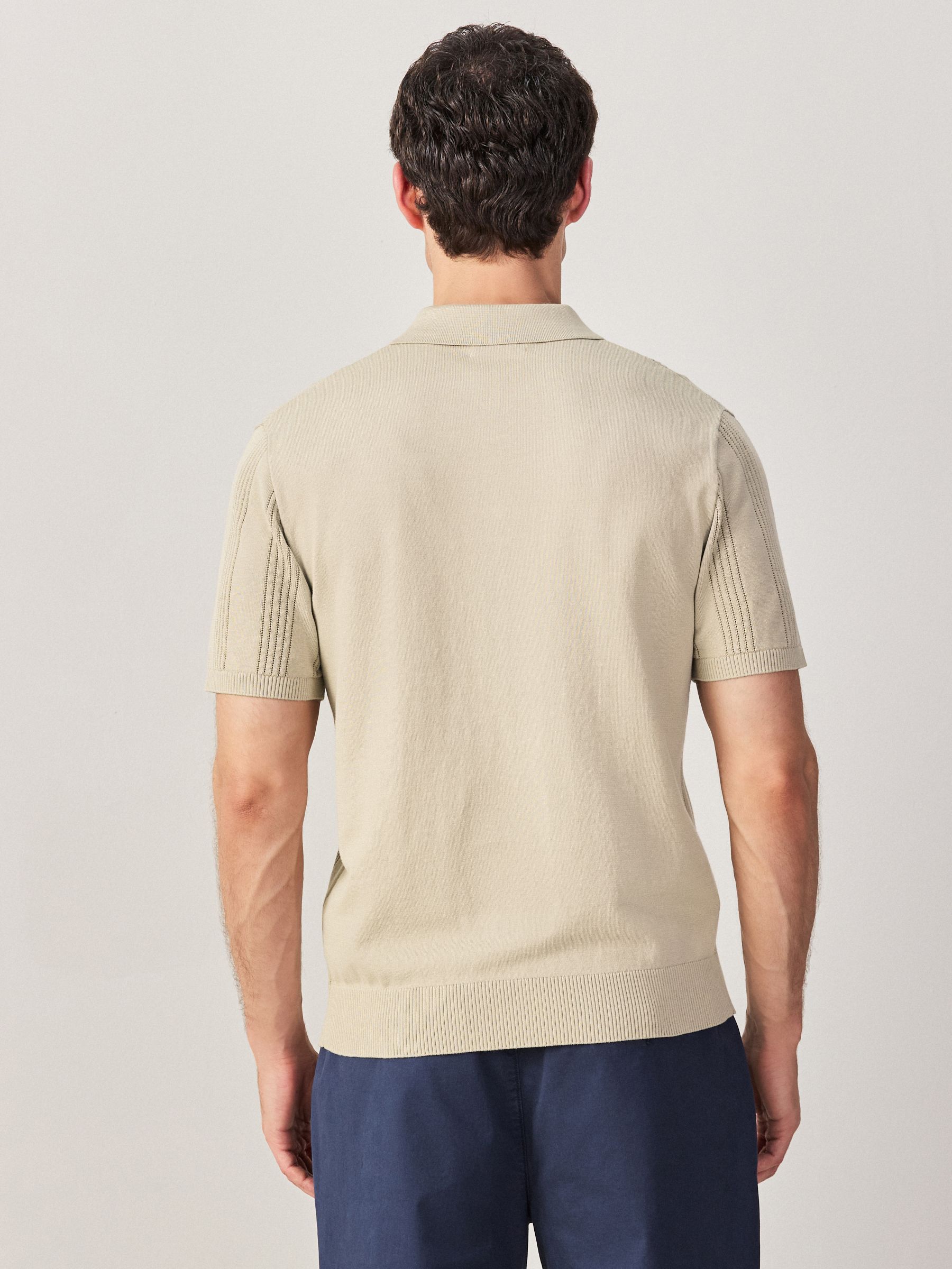 Buy Neutral Short Sleeve Cotton Textured Polo Slim from Next Ireland