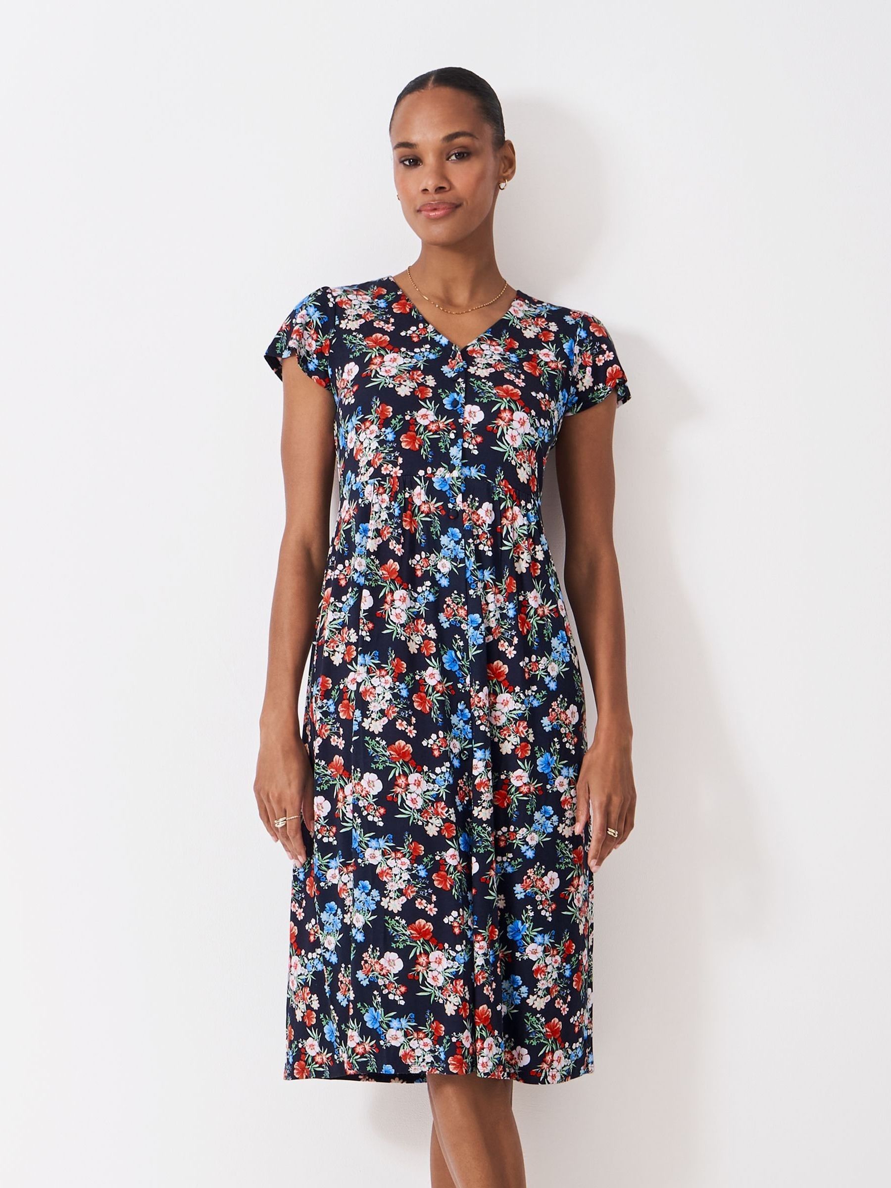 Buy Crew Clothing Dark Blue Alyssia Button Through Jersey Dress from ...