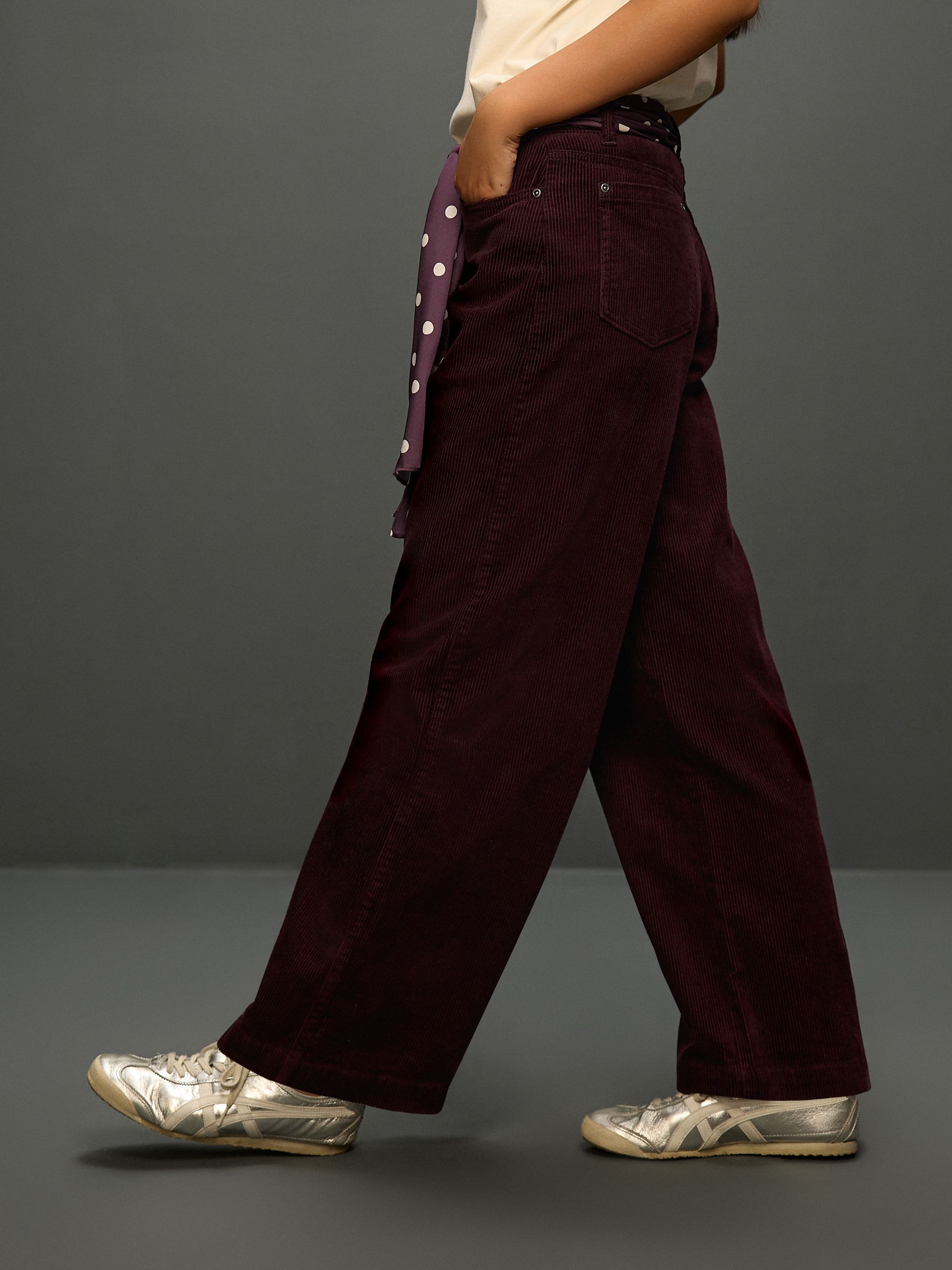 Buy Burgundy Red Cord Wide Leg Trousers With Scarf from Next China