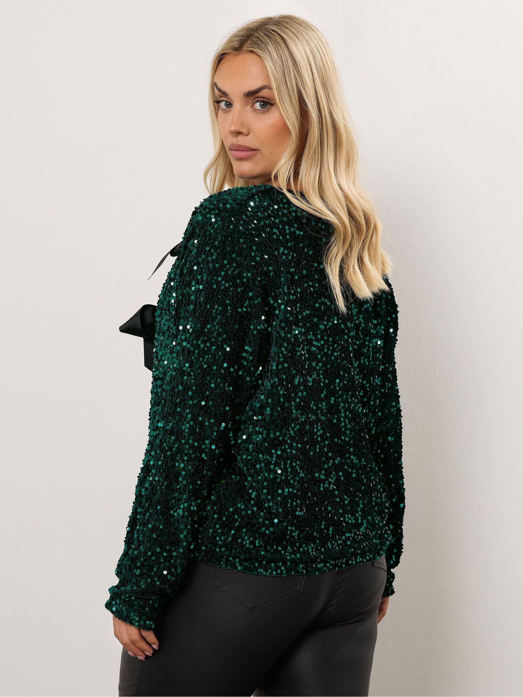 Buy Yours Curve Green Bow Sequin Jacket from Next Cyprus