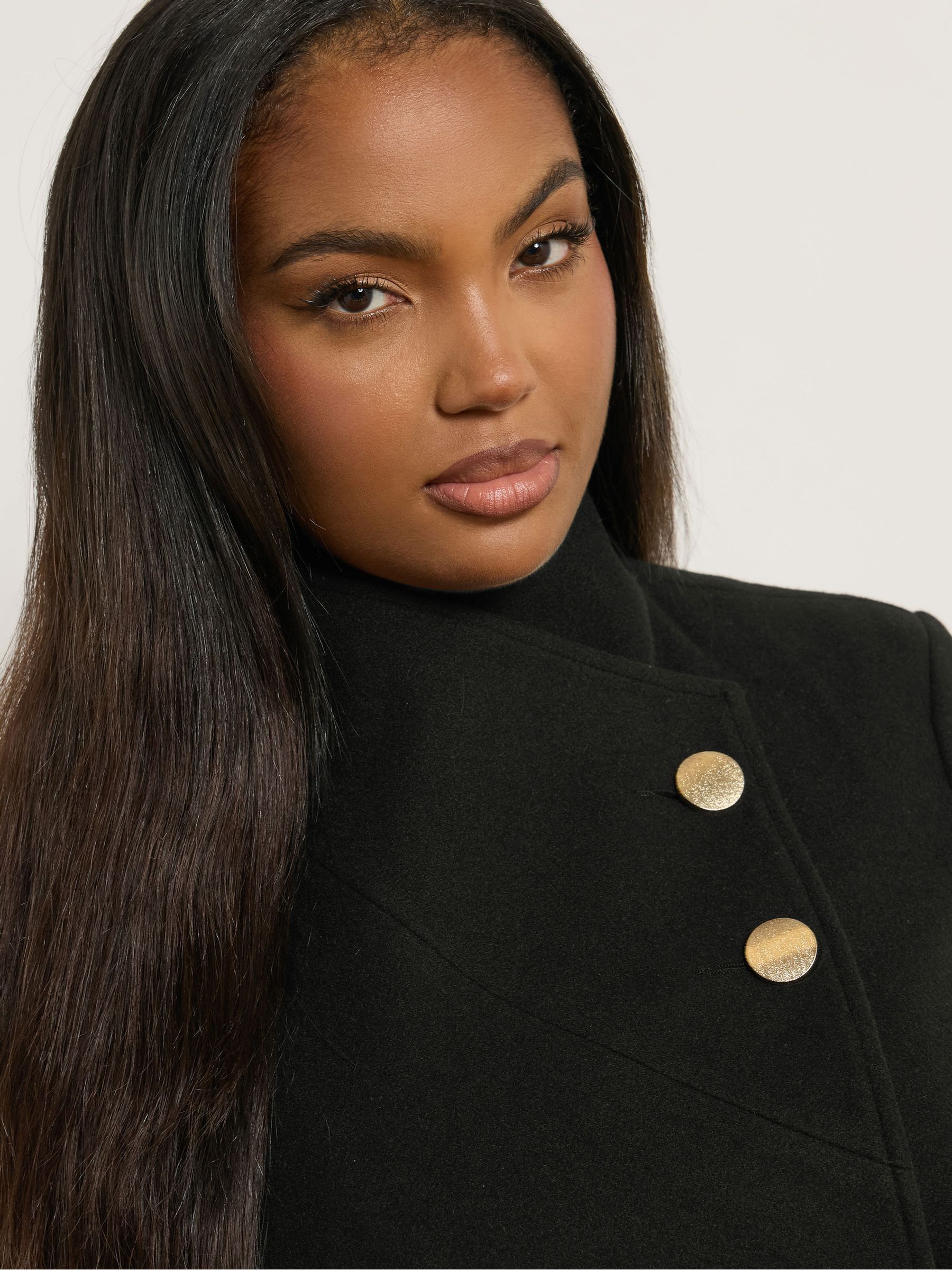 Buy Yours Curve Black Wrap Wool Coat from the Next UK online shop