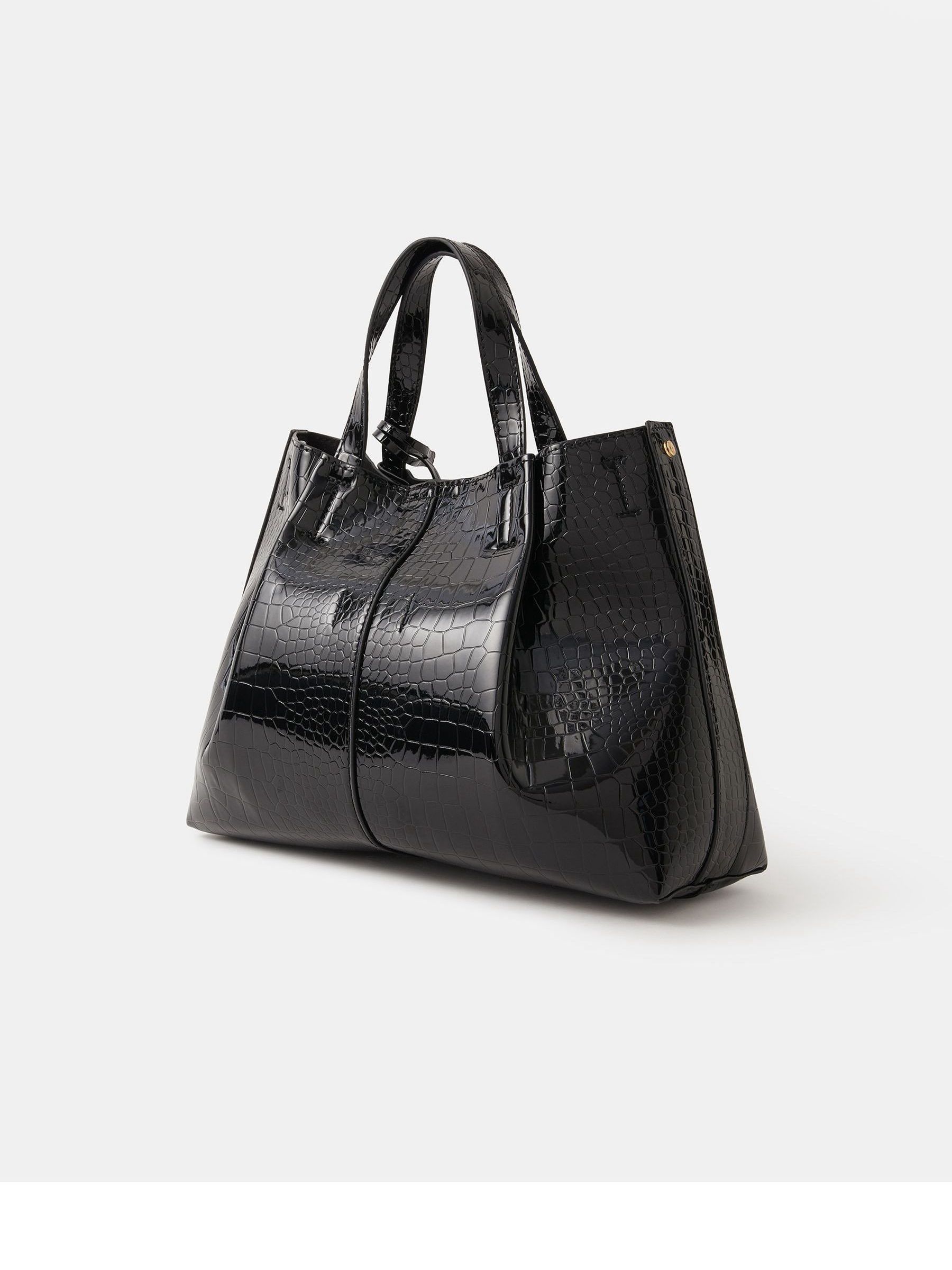 Buy Accessorize Black Faux Croc Skin Patent Tote Bag from the Next UK ...