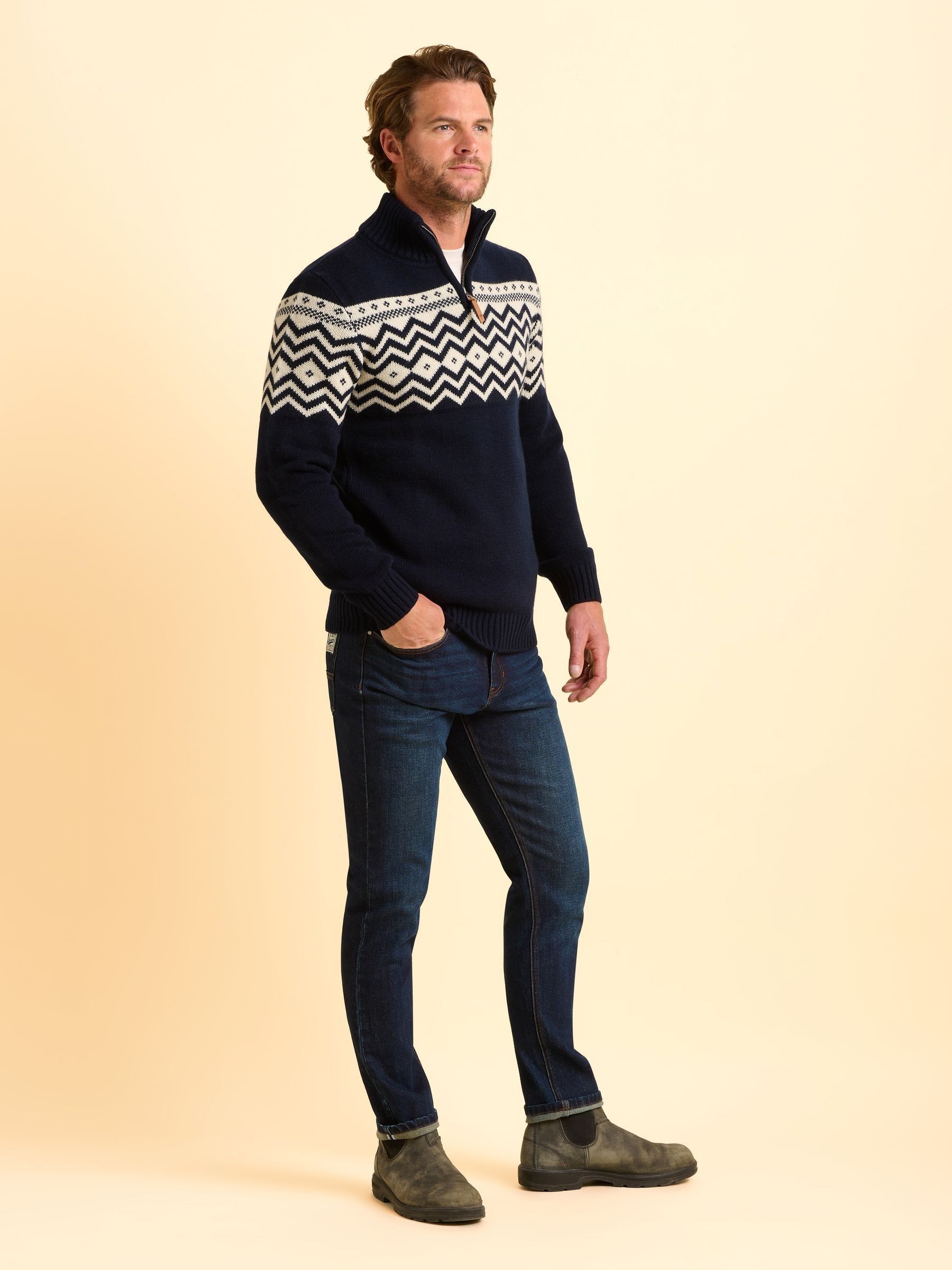 Buy Brakeburn Blue Abberton Knit Quarter Zip Knit Jumper from the Next ...