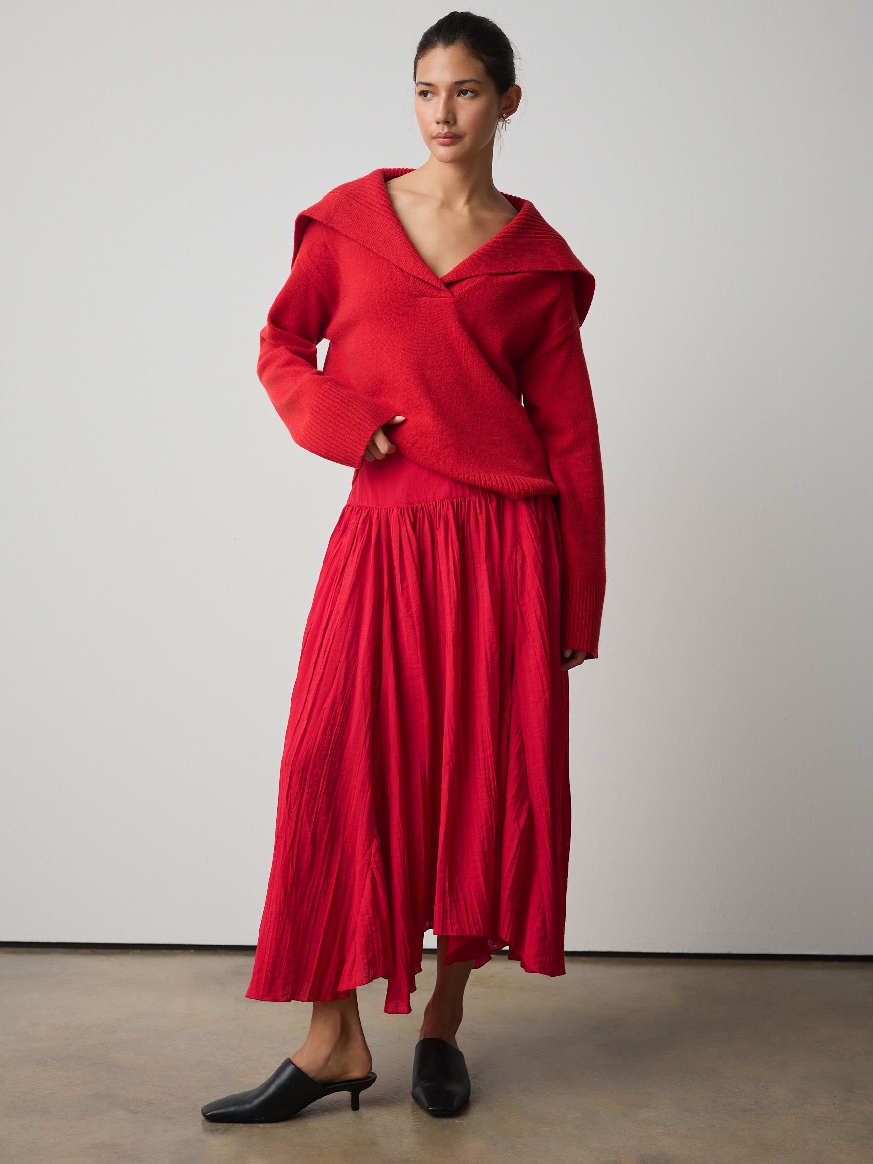 Buy Red Textured Midi Skirt from the Next UK online shop