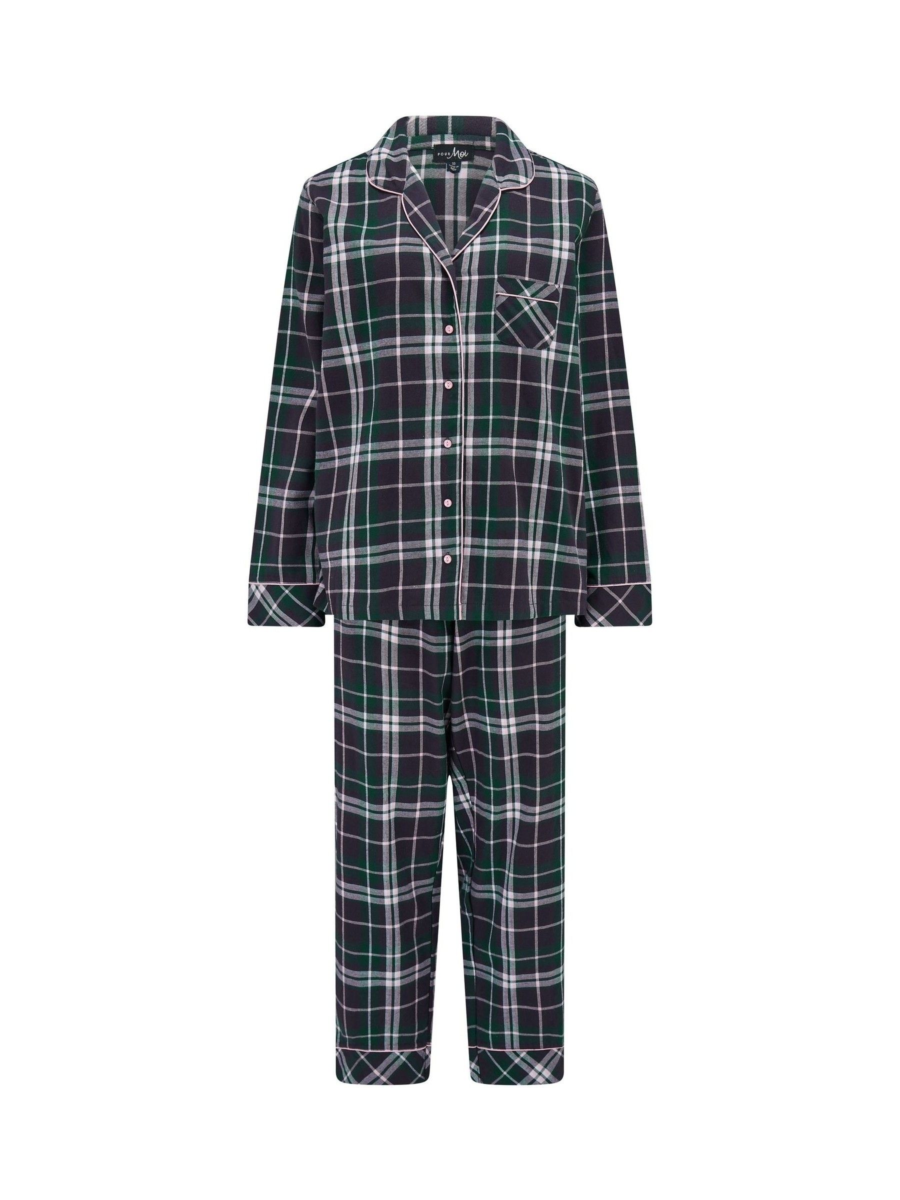 Buy Pour Moi Green Cosy Check Brushed Cotton Pyjamas Gift Set from the ...