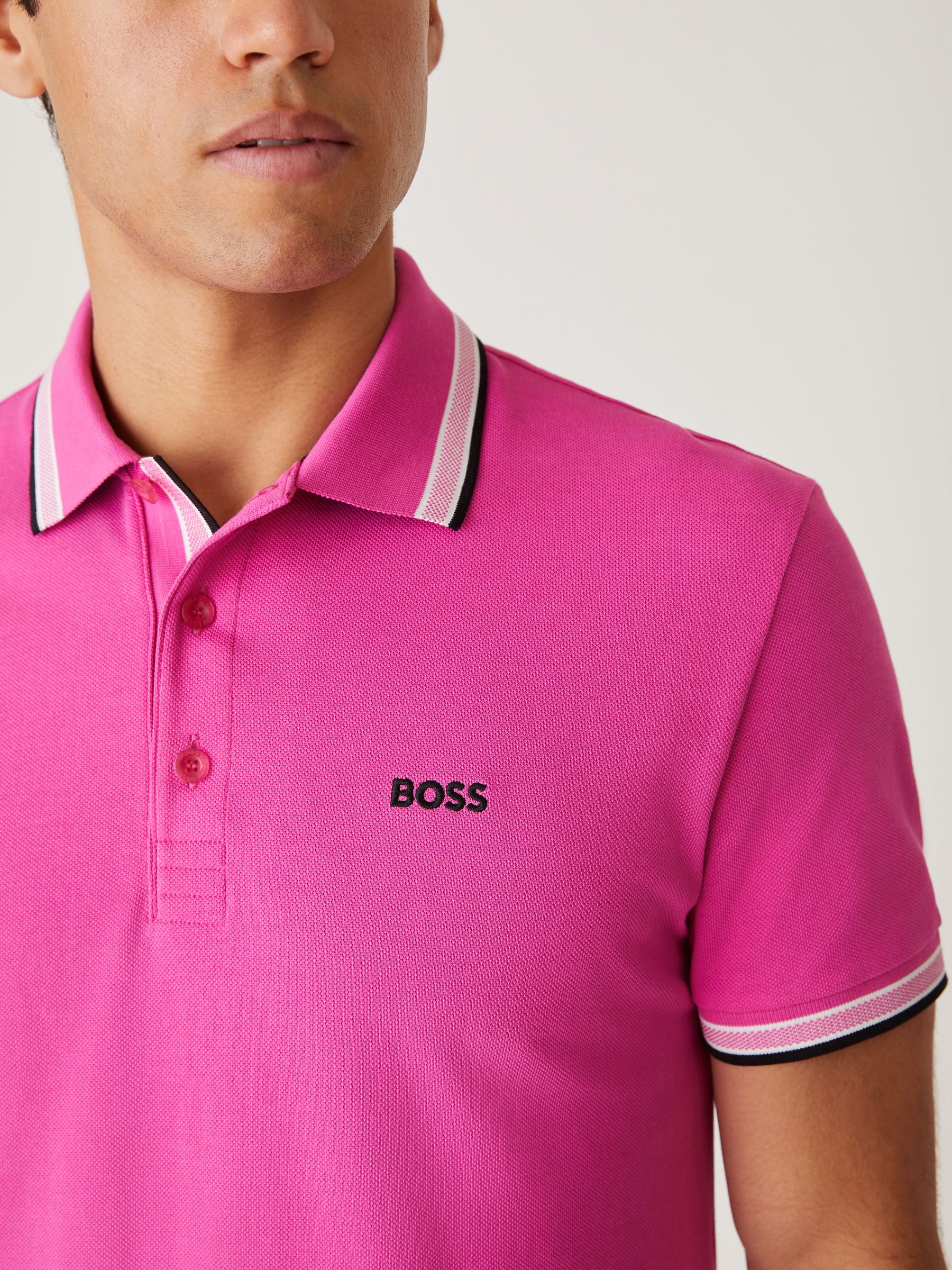 Buy BOSS Pink Paddy Tipped Collar Polo Shirt from Next New Zealand