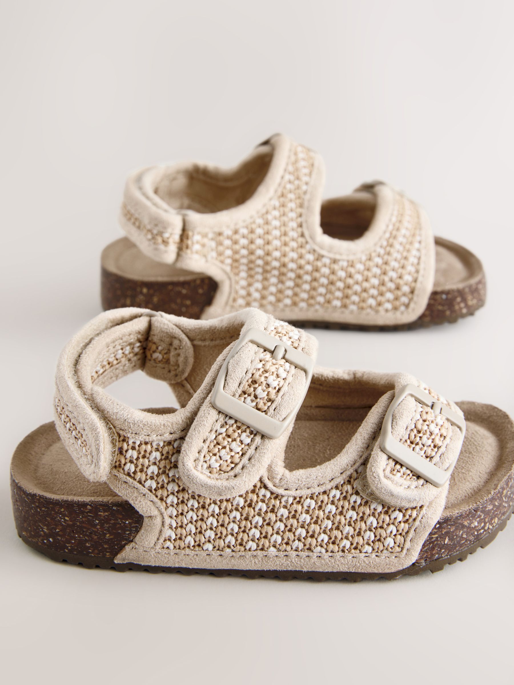 Buy Neutral Standard Fit (F) Double Buckle Cushioned Footbed Sandals ...