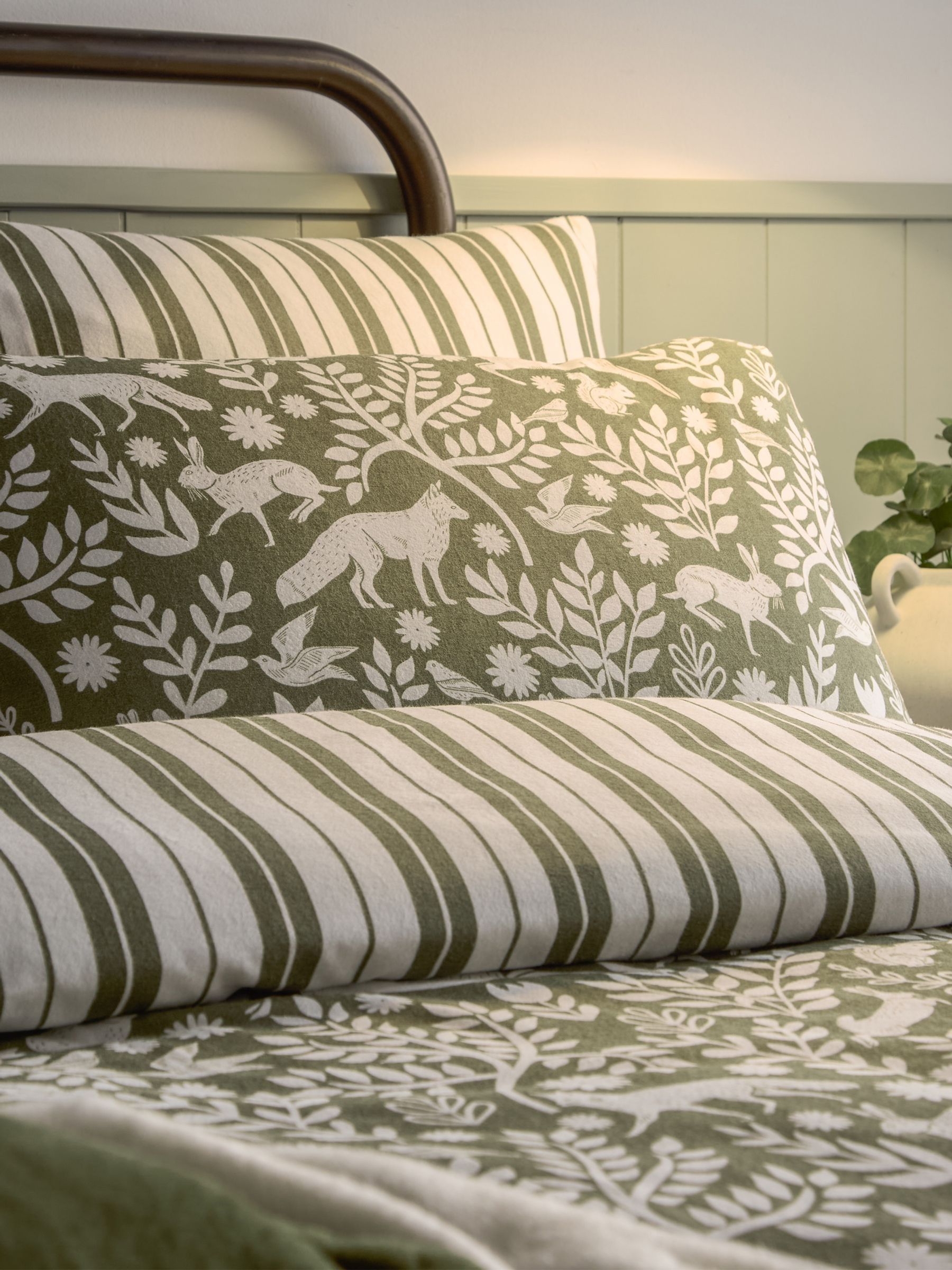 Buy Furn Thyme Green Scandi Woodland Brushed Cotton Duvet Cover Set ...