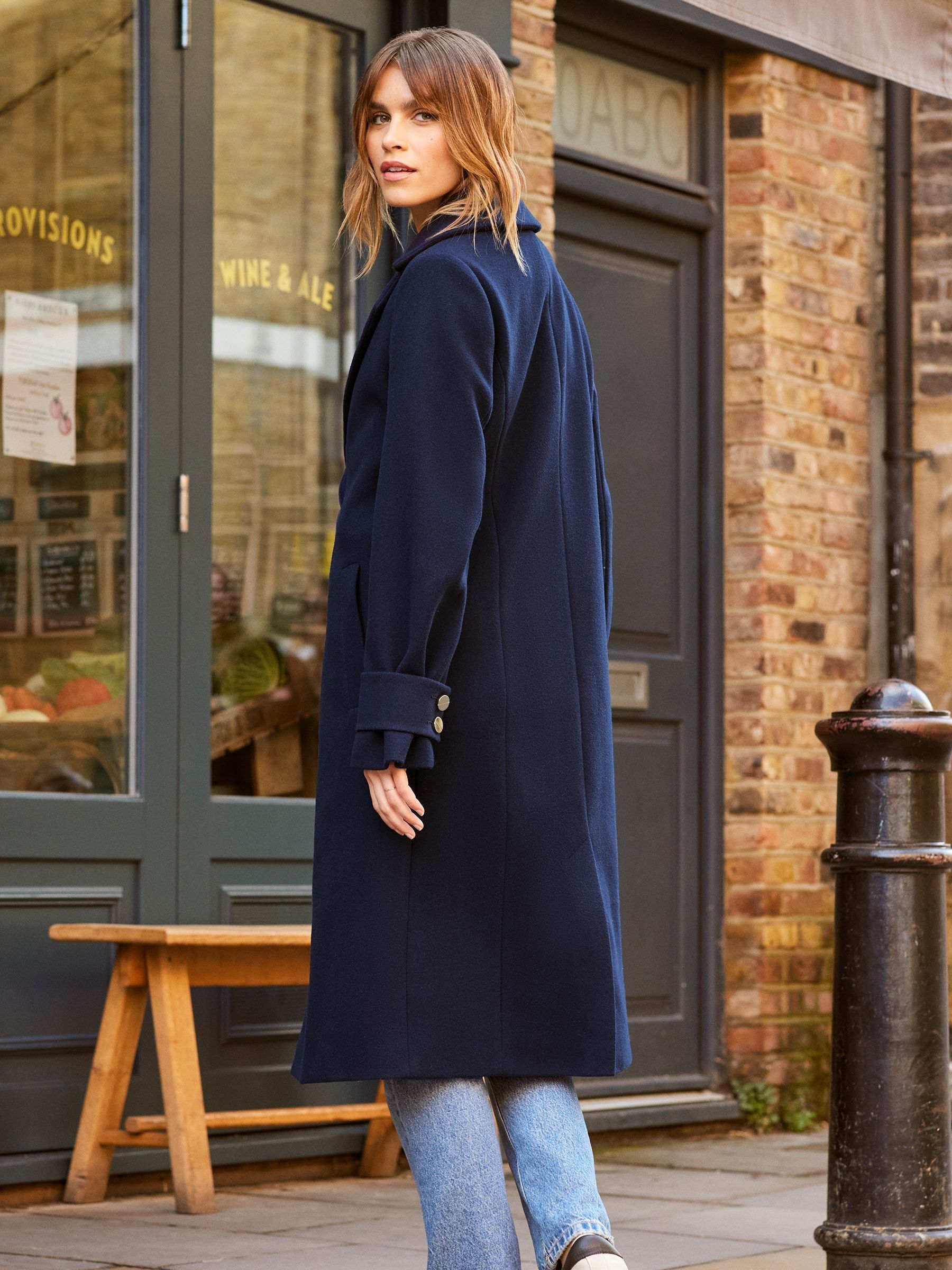 Buy Friends Like These Navy Blue Longline Tailored Smart Coat from the ...