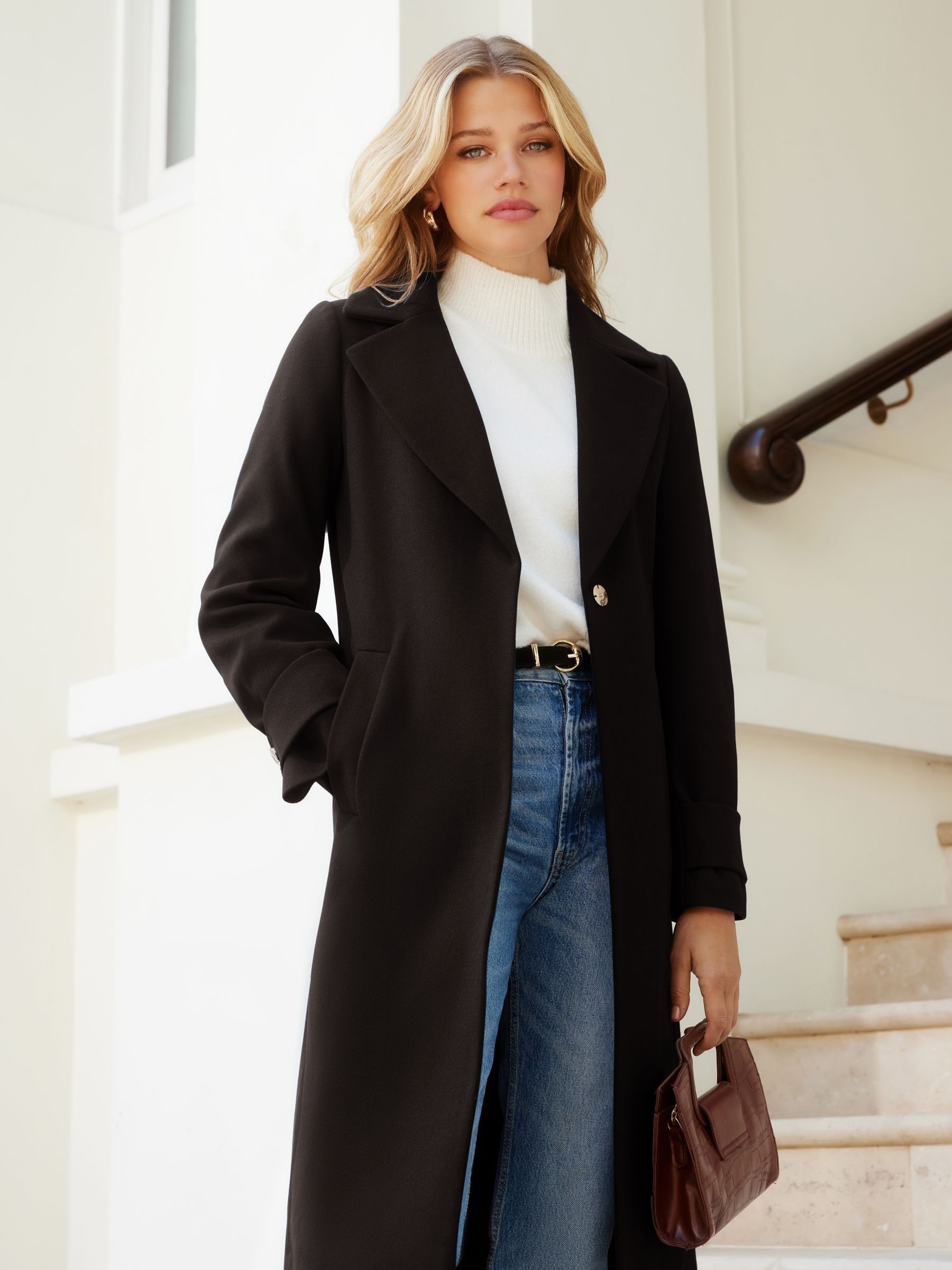 Buy Friends Like These Black Longline Tailored Smart Coat from the Next ...