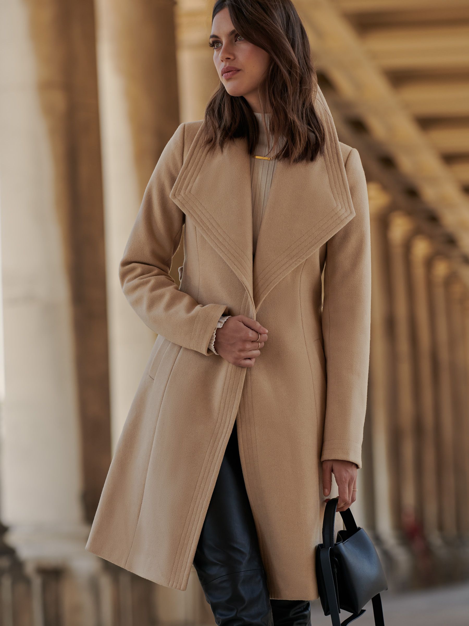 Buy Lipsy Camel Dropped Collar Belted Wrap Trench Coat from the Next UK ...