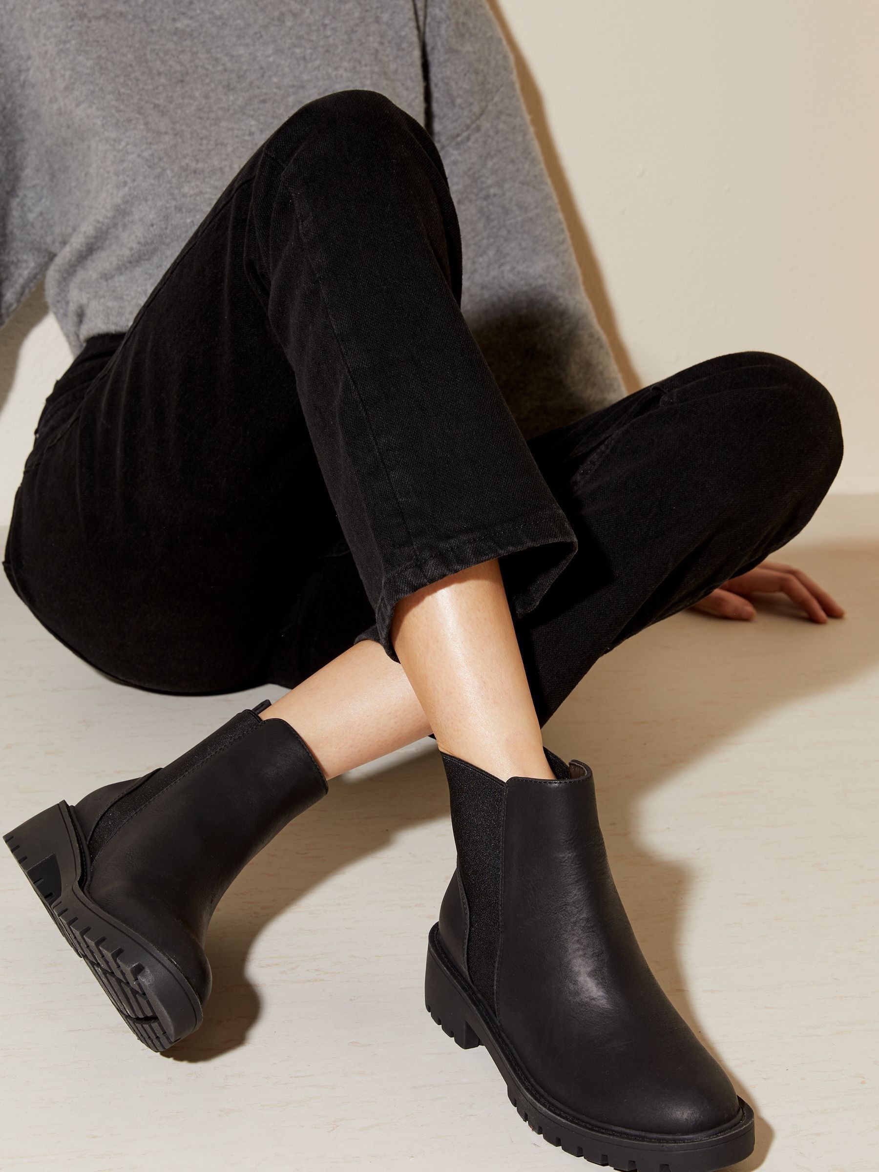 Buy Friends Like These Black Regular Fit Faux Nubuck Chelsea Boot from ...