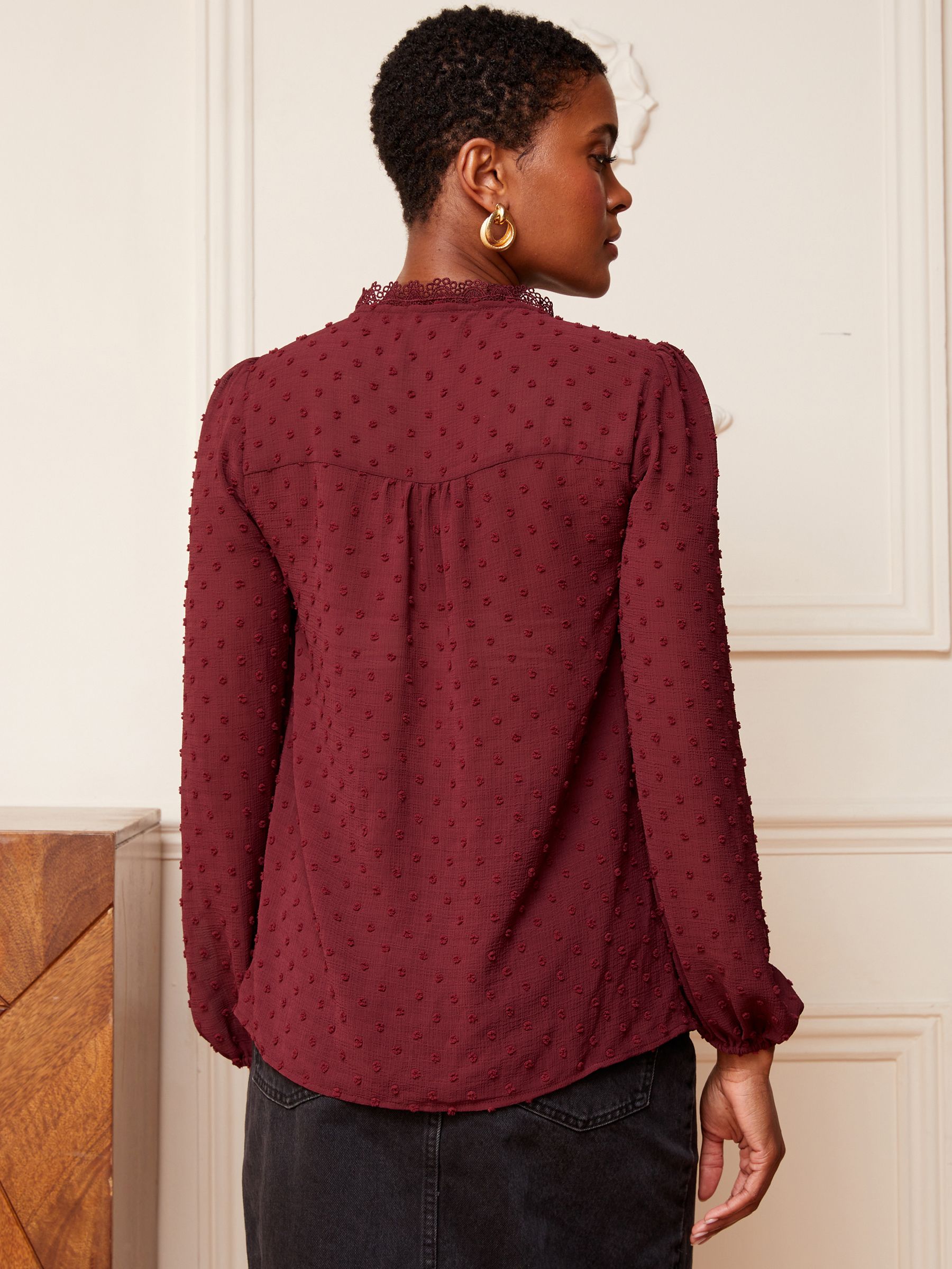 Buy Love & Roses Red V Neck Lace Long Sleeve Lace Trim Dobby Buy Love & Roses Red V Neck Lace Long Sleeve Lace Trim Dobby
