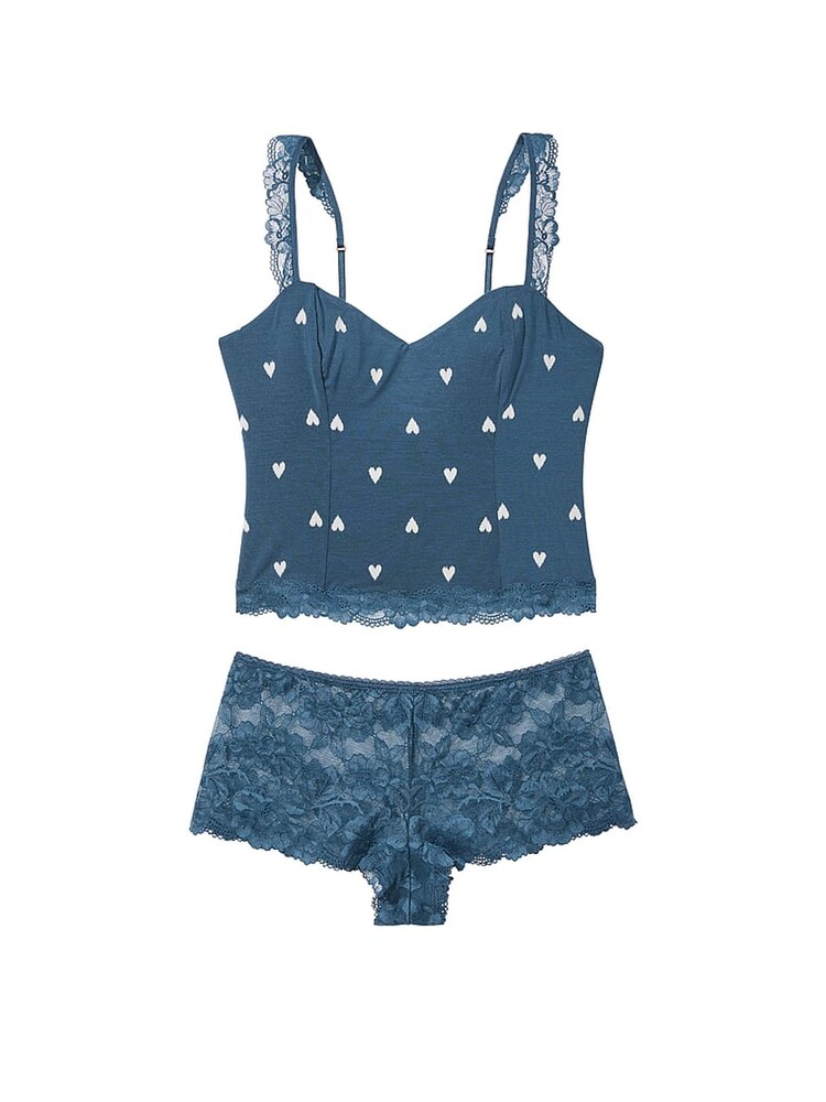 Buy Victoria's Secret Midnight Sea Navy Blue Heart Stretch Modal Cami ...