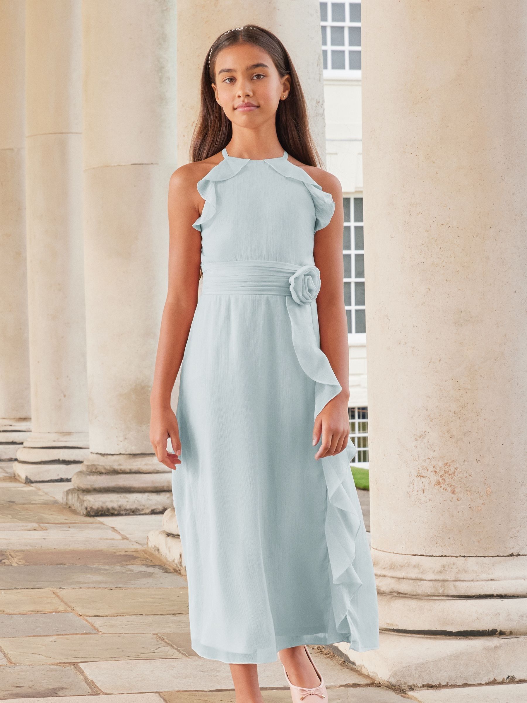 Buy Lipsy Blue Ruffle Corsage Maxi Prom Dress (7-16yrs) from the Next ...