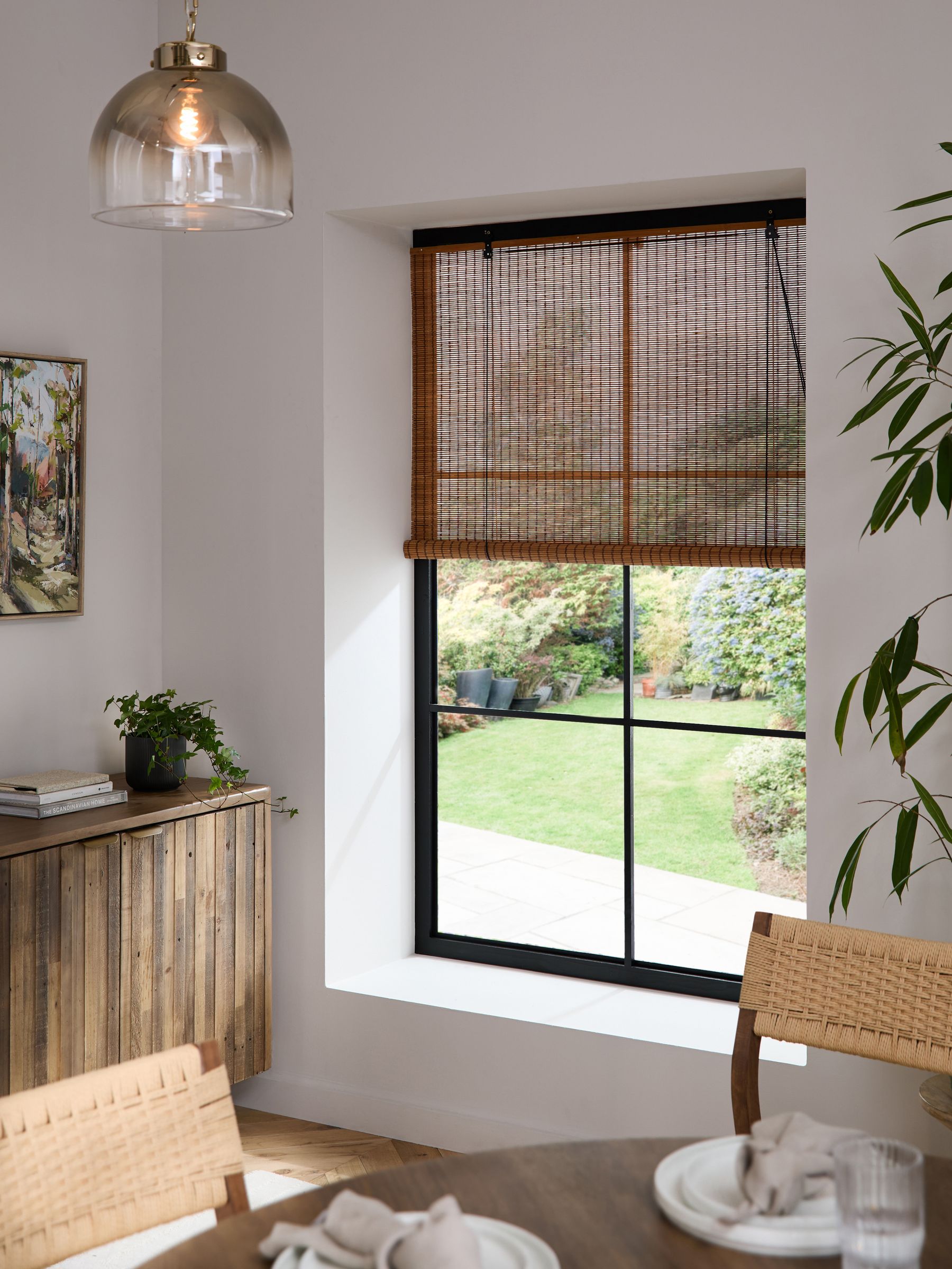 Natural Black Ready Made Bamboo Roller Blind