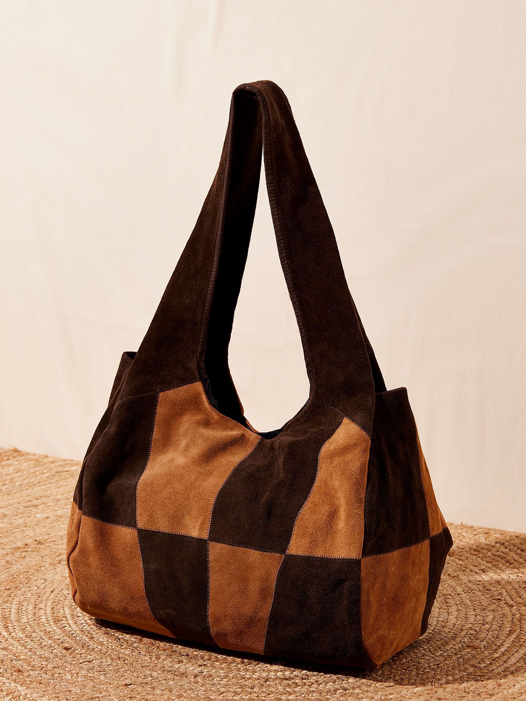 Buy Apricot Brown Suede Patchwork Hobo Bag from the Next UK online shop
