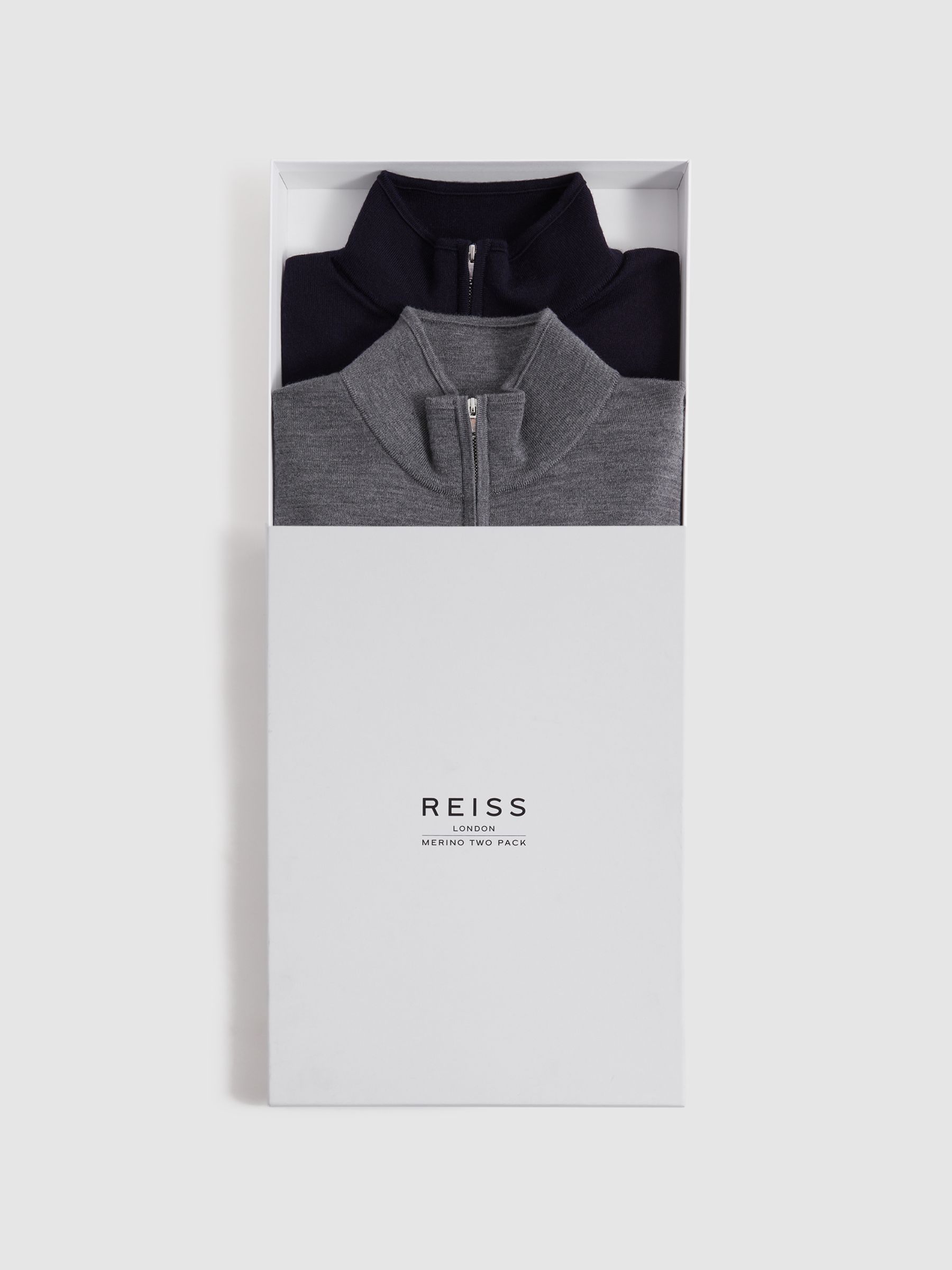 Buy Reiss Navy/Derby Grey Marl Blackhall 2 Pack 2 Pack Of Merino Wool ...