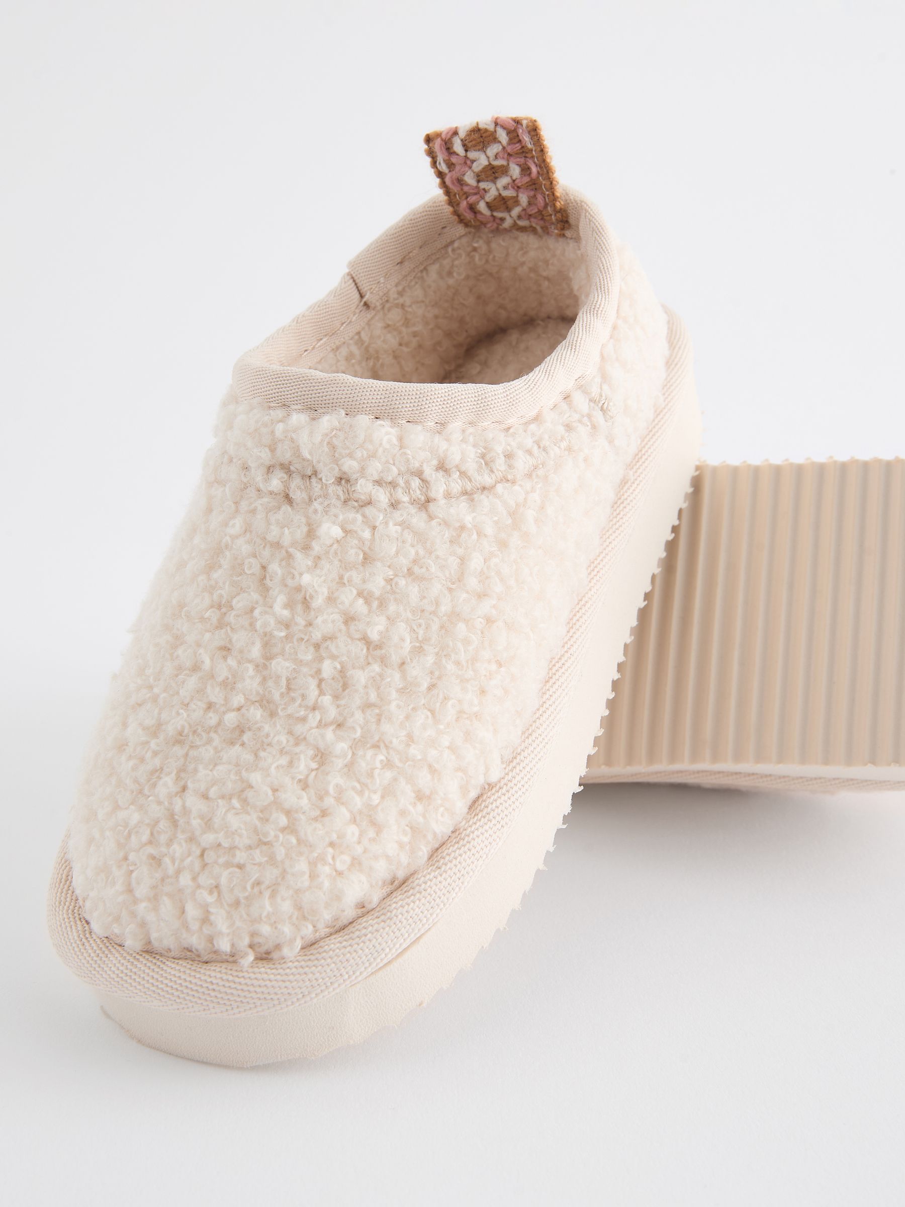 Buy Neutral Borg Shoot Slippers from the Next UK online shop