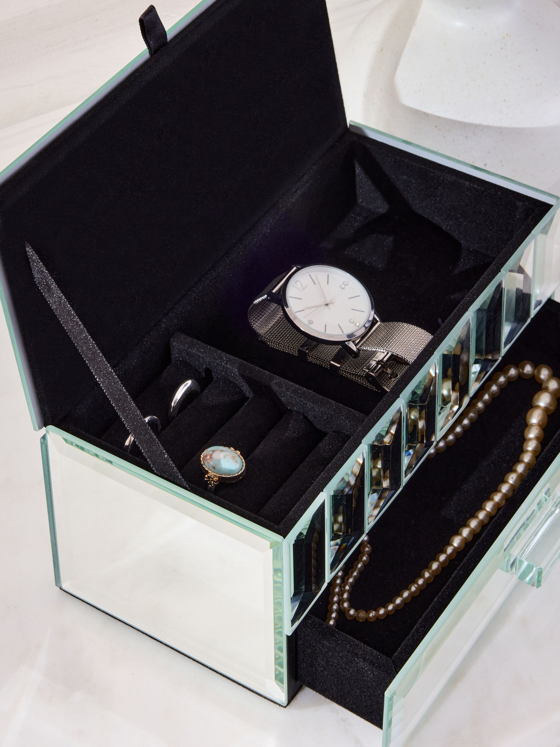 Buy Silver Glass Jewellery Box from the Next UK online shop