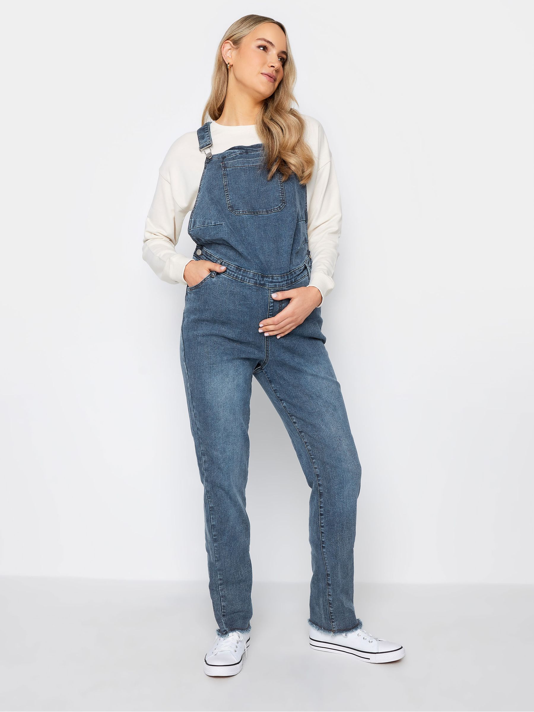 Buy Long Tall Sally Blue Maternity Denim Dungarees from the Next UK ...