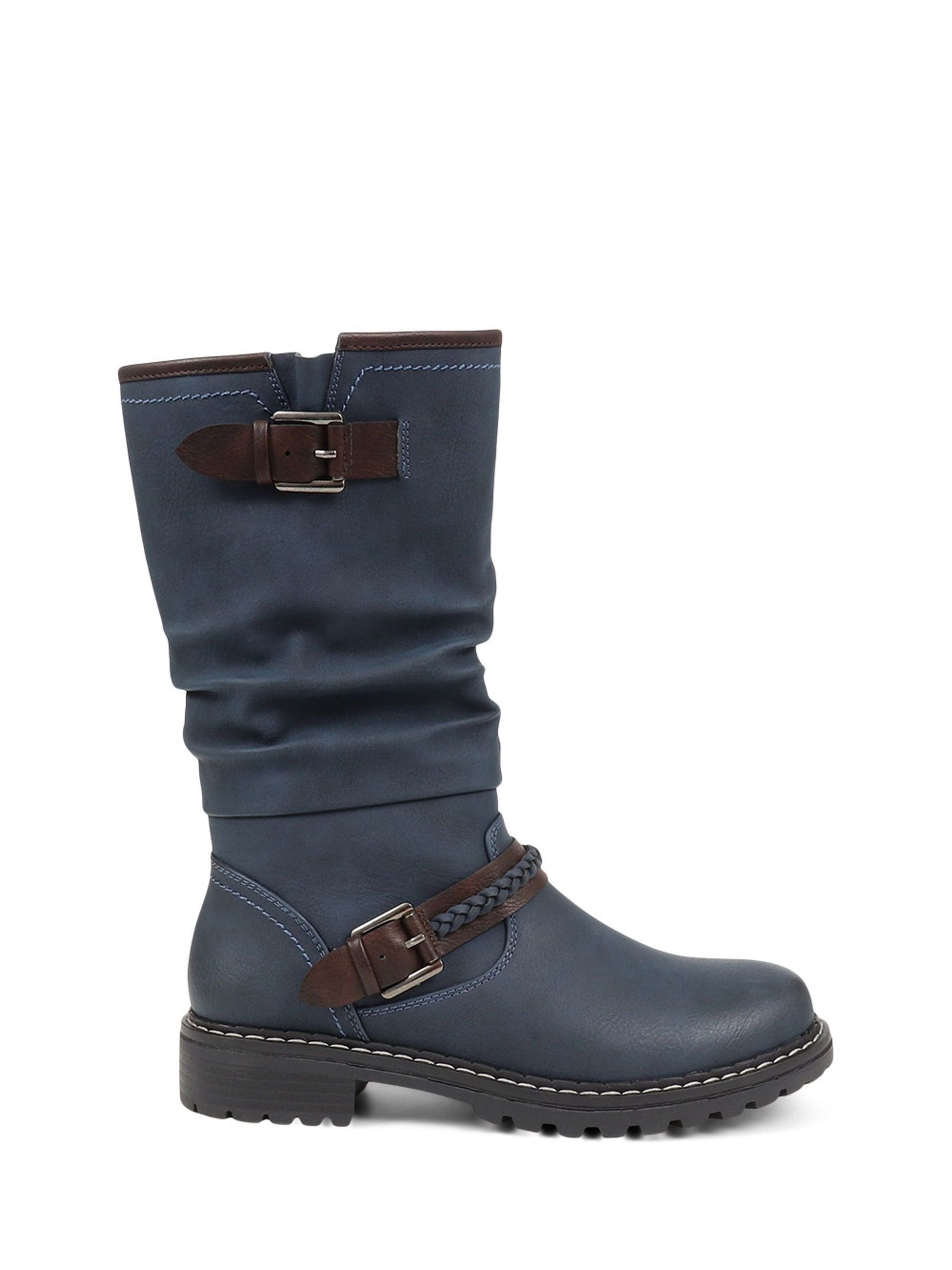 Buy Pavers Blue Casual Buckle Strap Mid-Calf Biker Boots from the Next ...