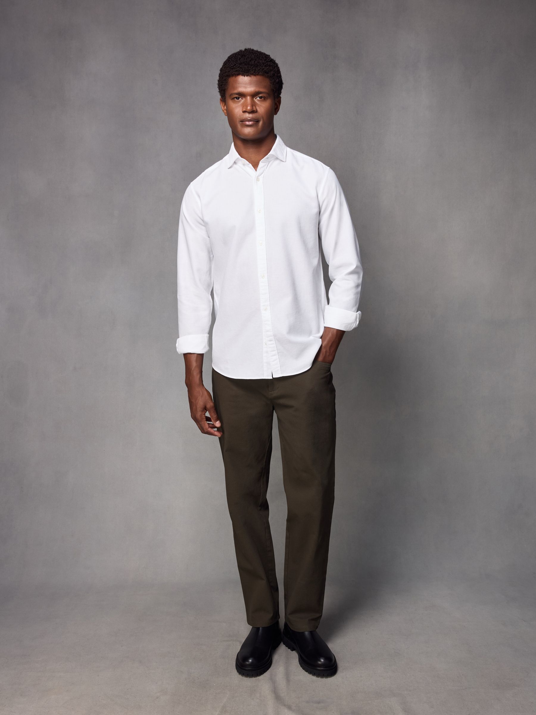 Buy White Regular Fit Textured Single Cuff Shirt With Cutaway Collar ...