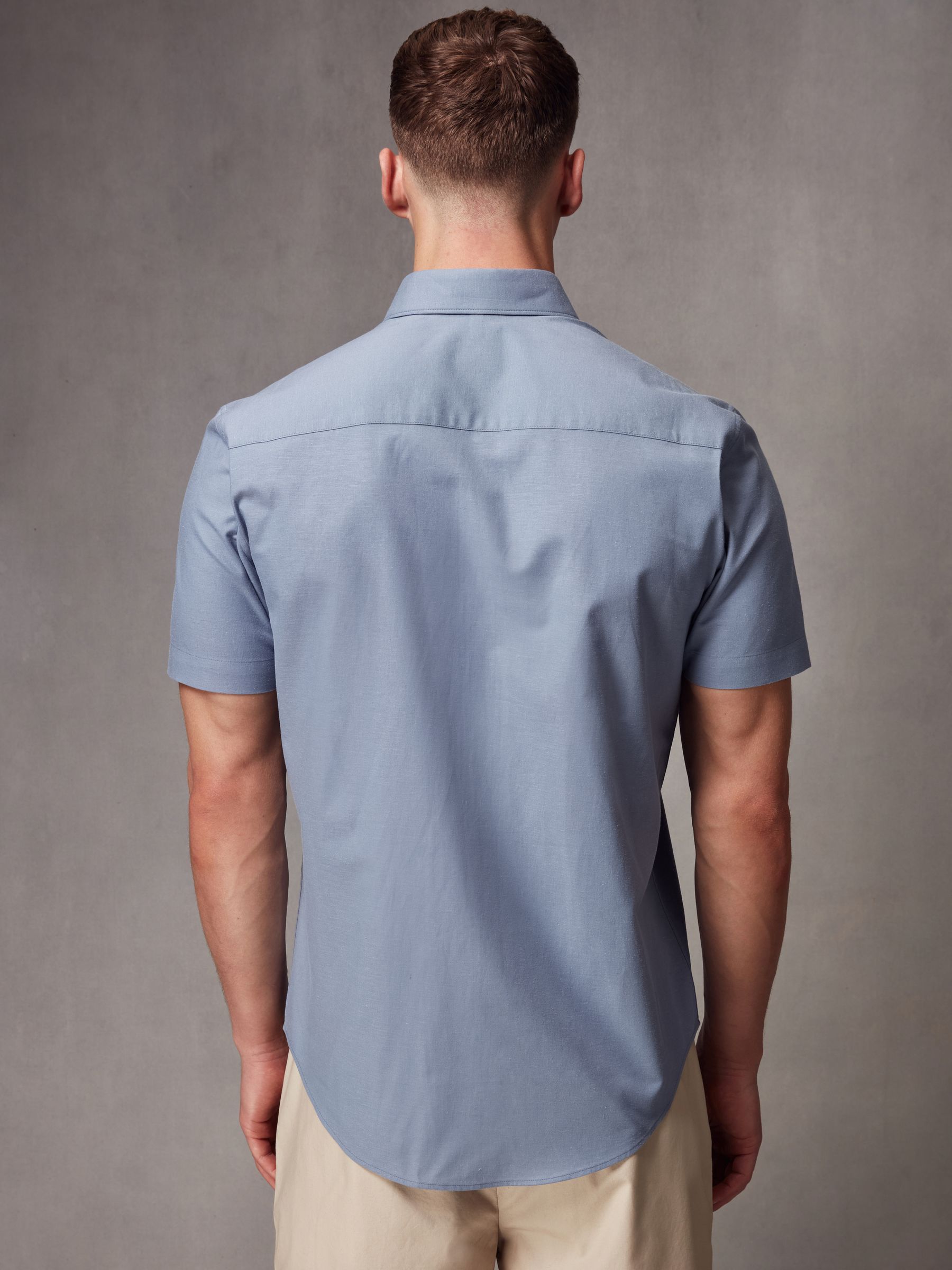 Buy Light Blue Short Sleeve Linen Blend Shirt from the Next UK online shop