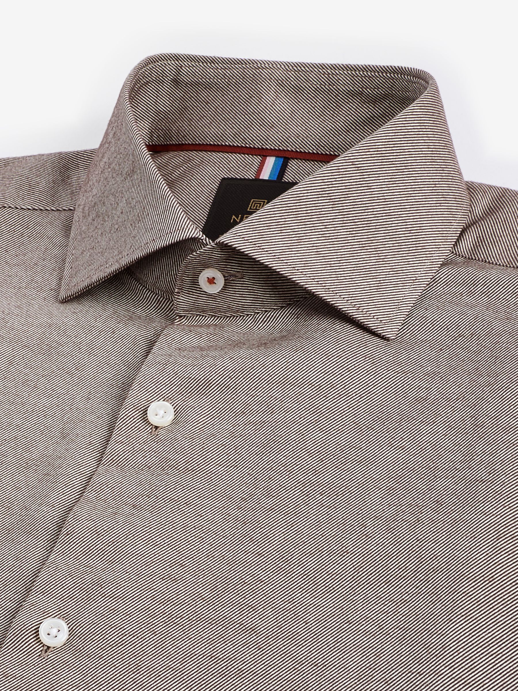 Buy Neutral Brown Regular Fit Brushed Flannel 100% Cotton Shirt from ...