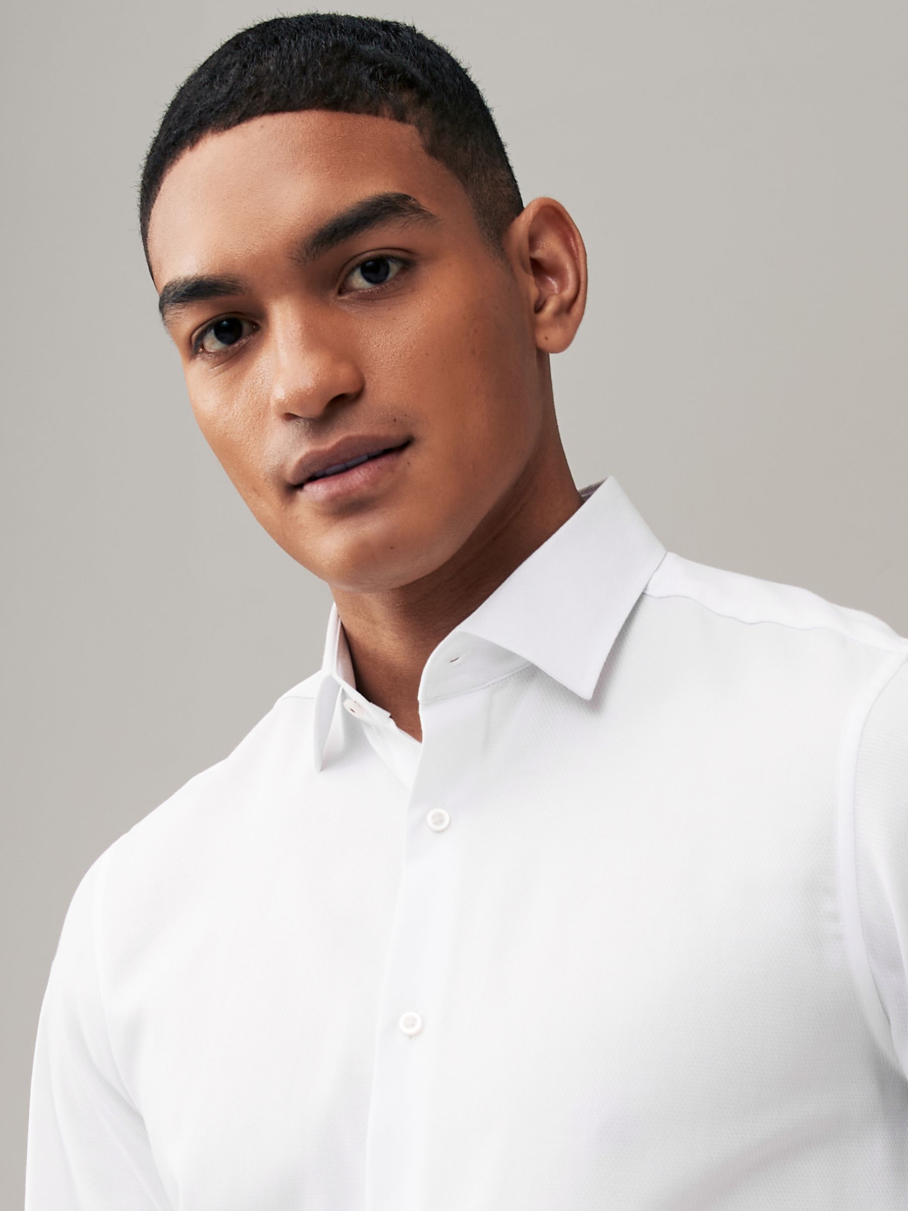 Buy White Regular Fit Trimmed Easy Care Single Cuff Oxford Shirt from ...