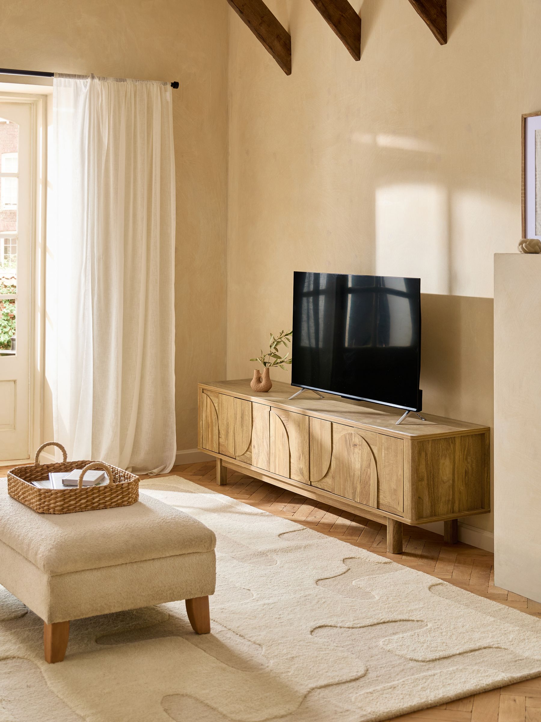 Buy Natural Arches Mango Up to 80 inch Wood Effect TV Unit from the ...
