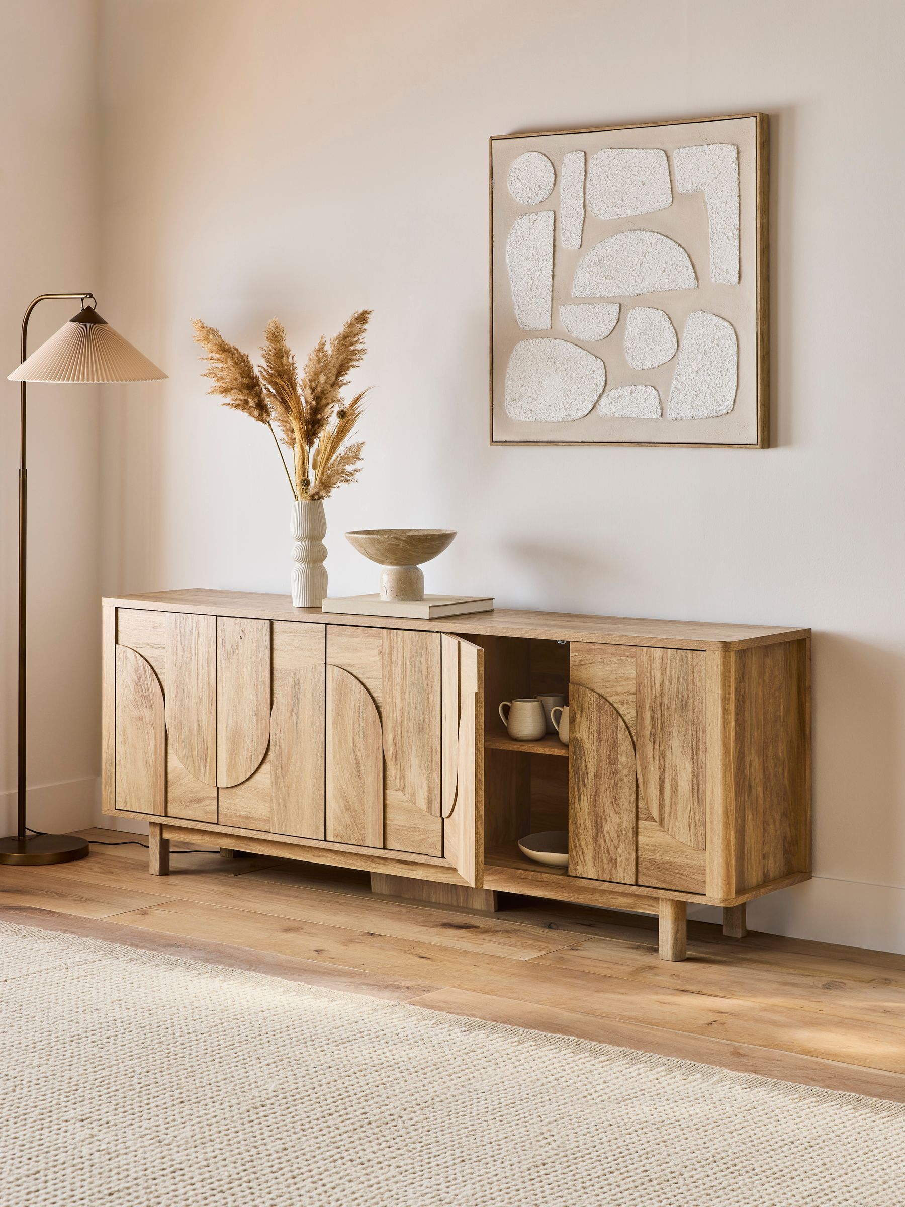 Buy Mid Natural Arches Mango Wood Effect Extra Large Sideboard from the ...