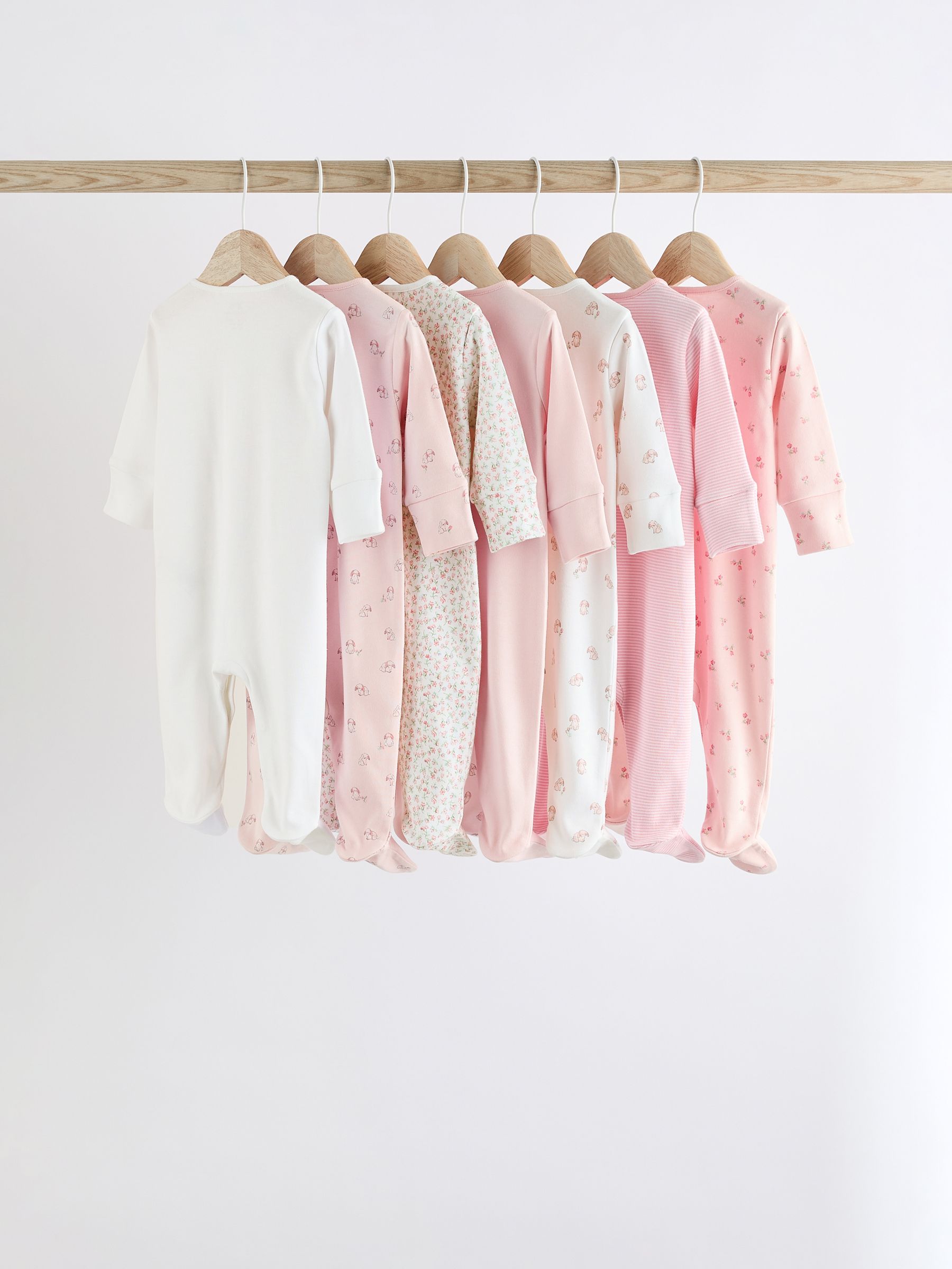 Buy Pink 7 Pack Baby Sleepsuits (0-2yrs) from Next Saudi Arabia