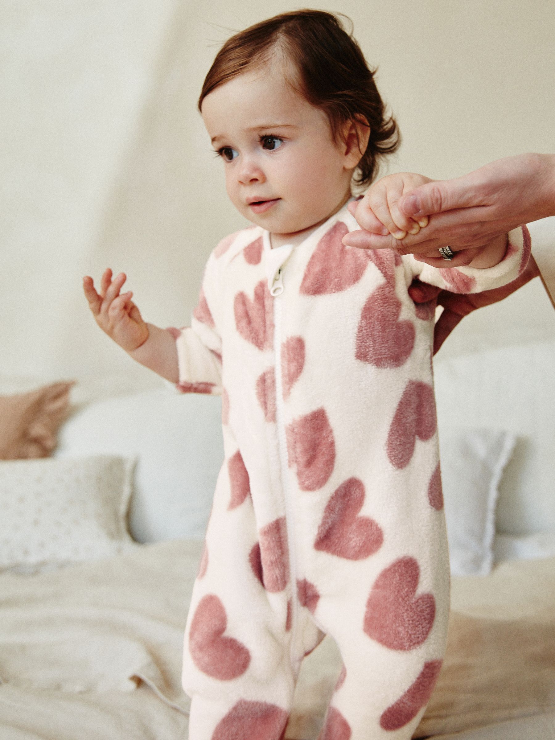 Buy Pink heart Baby Zip Fleece Sleepsuit from the Next UK online shop