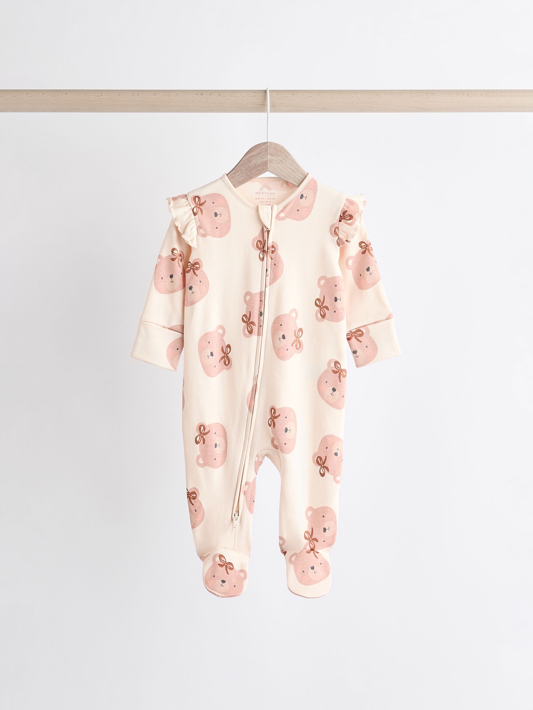 Buy Pink Bear Baby Two Way Zip Sleepsuits 3 Pack from the Next UK ...