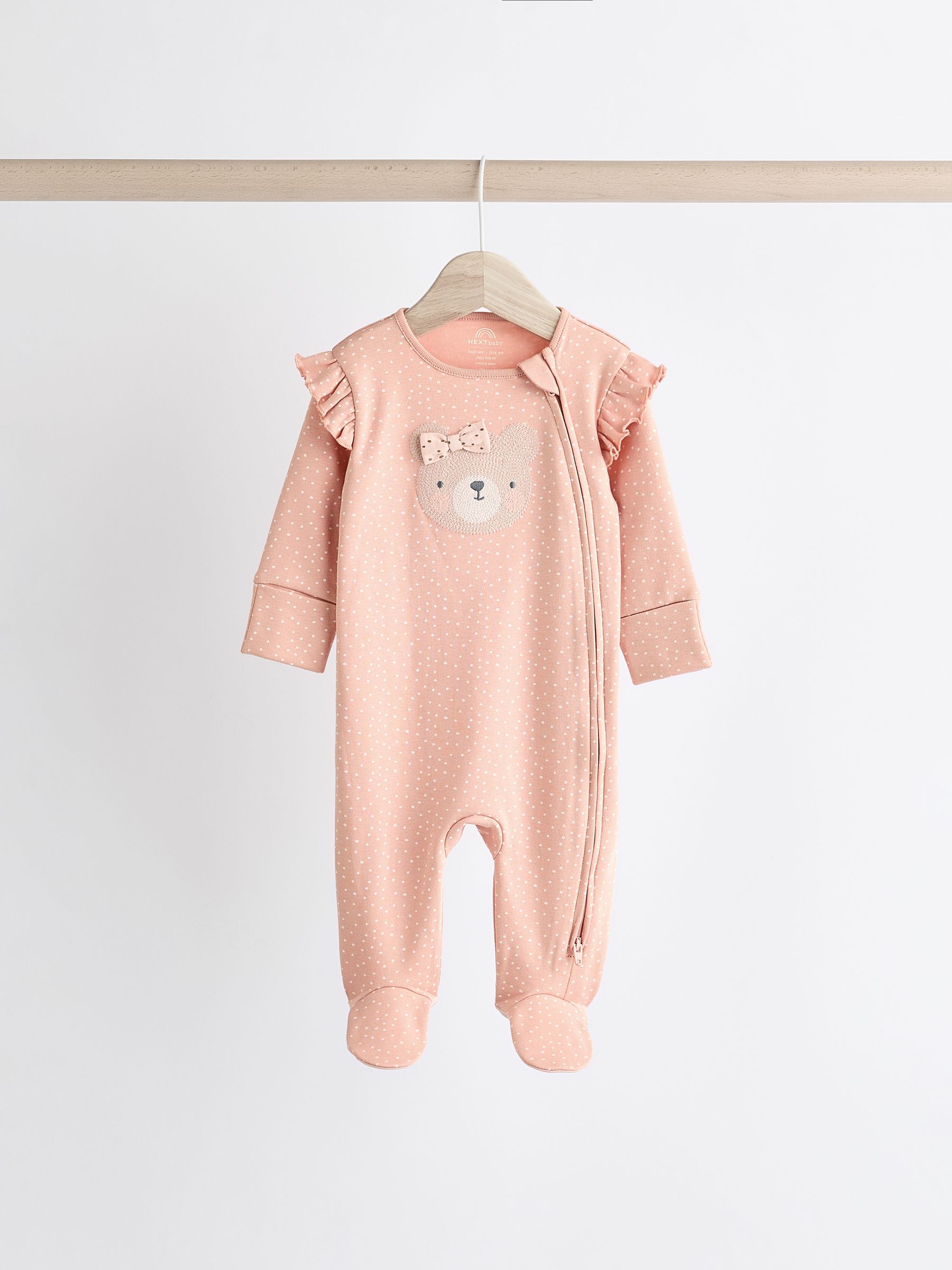Buy Pink Bear Baby Two Way Zip Sleepsuits 3 Pack from the Next UK ...