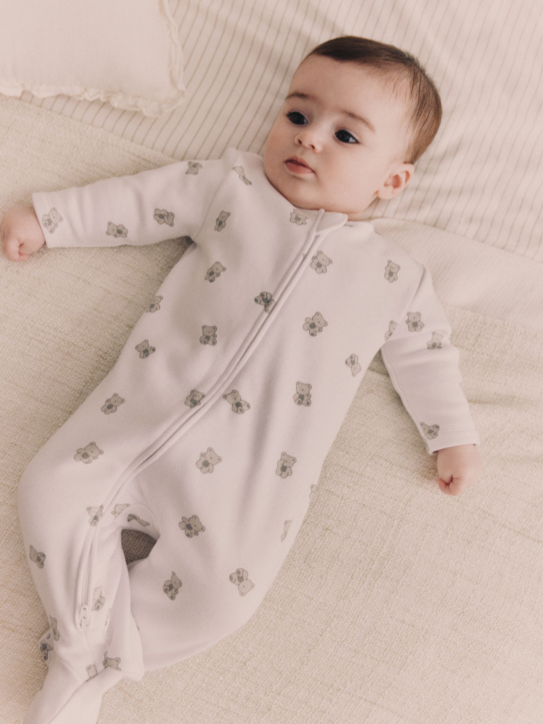 Buy White Ground Fleeced Lined 2 way Zip Sleepsuit from Next United ...