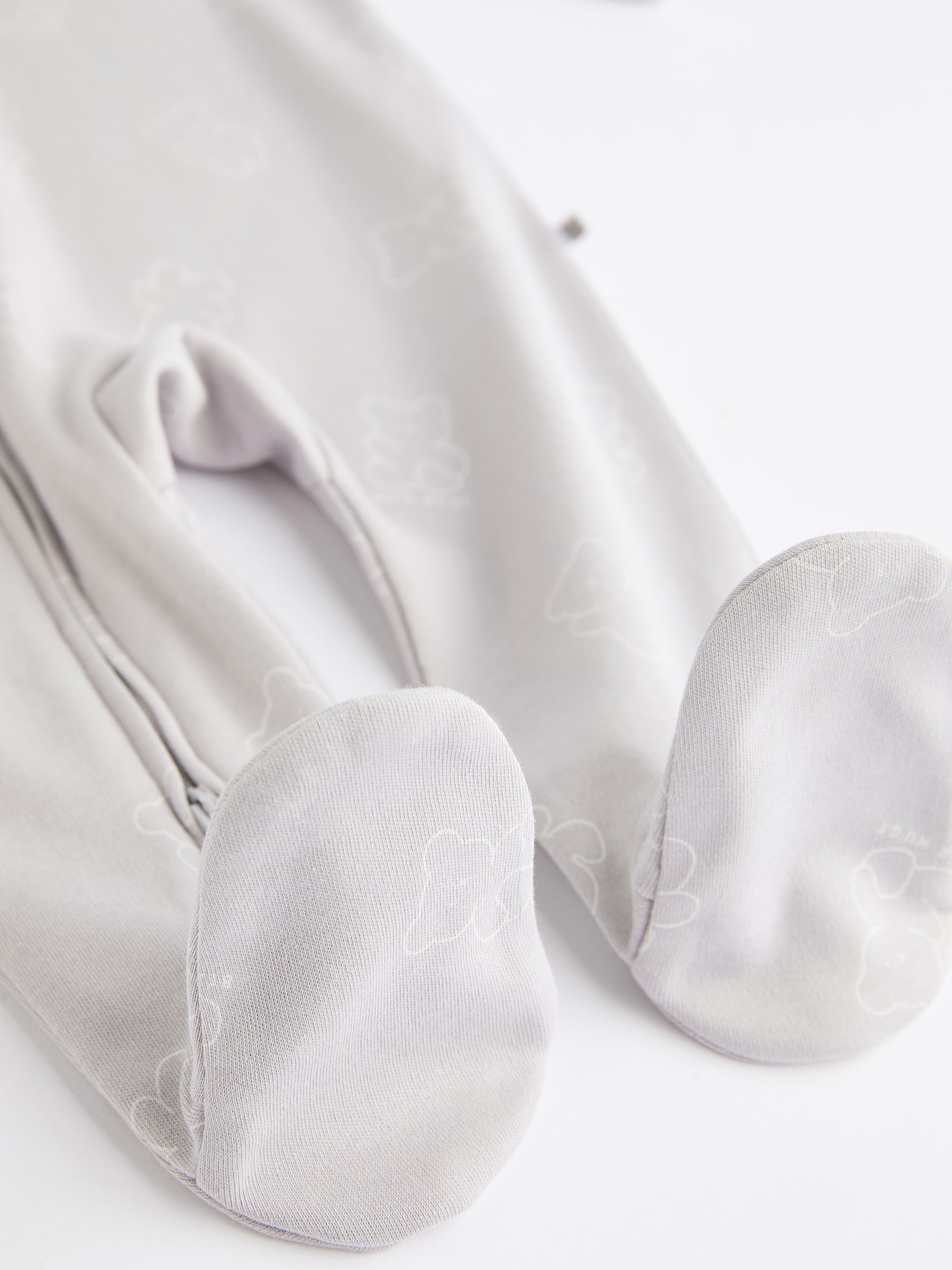 Buy Grey Baby Two Way Zip 100% Cotton Sleepsuits 3 Pack (0mths-2yrs ...