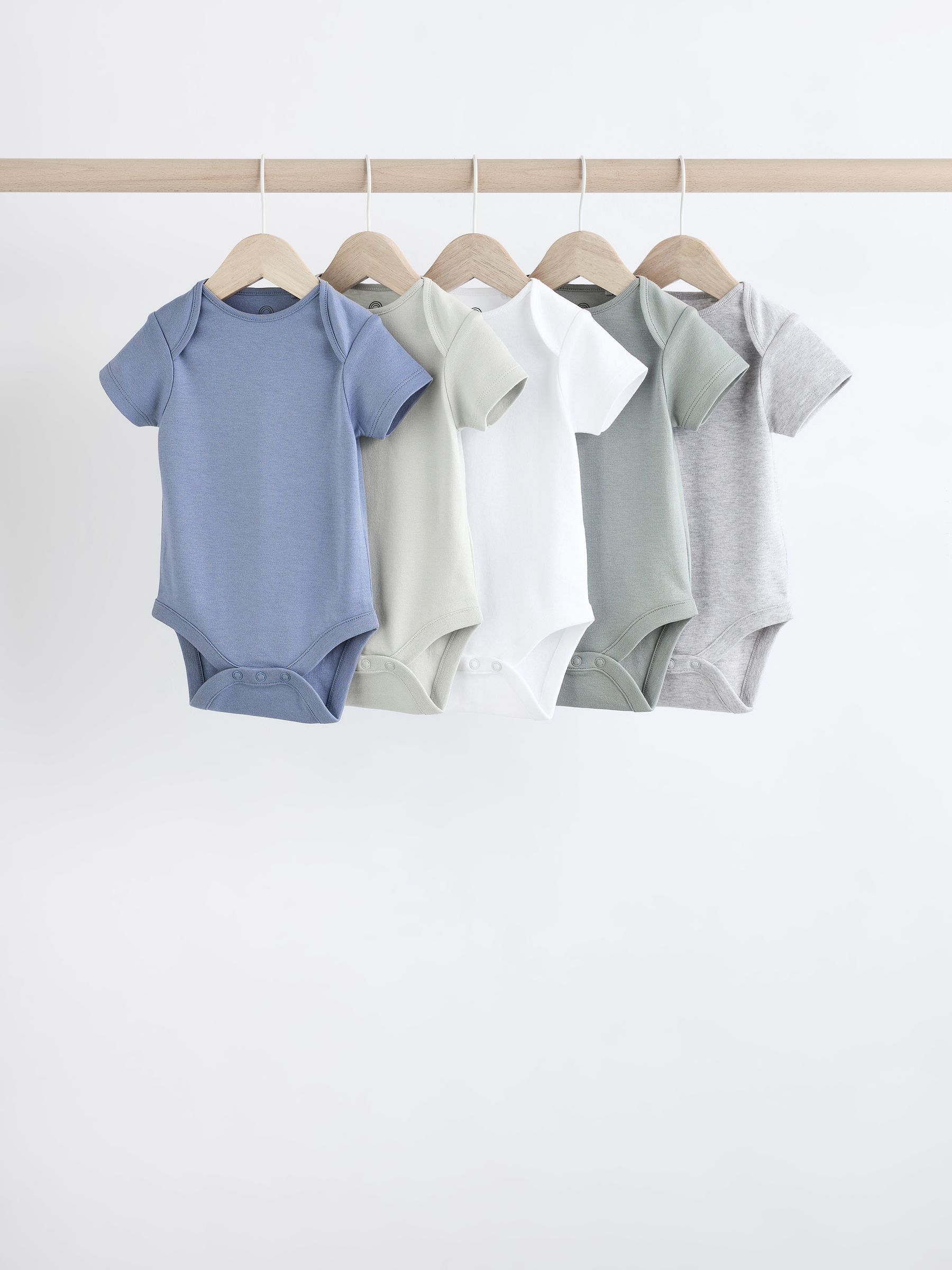 Buy Grey/White Short Sleeve Bodysuits 5 Pack from the Next UK online shop