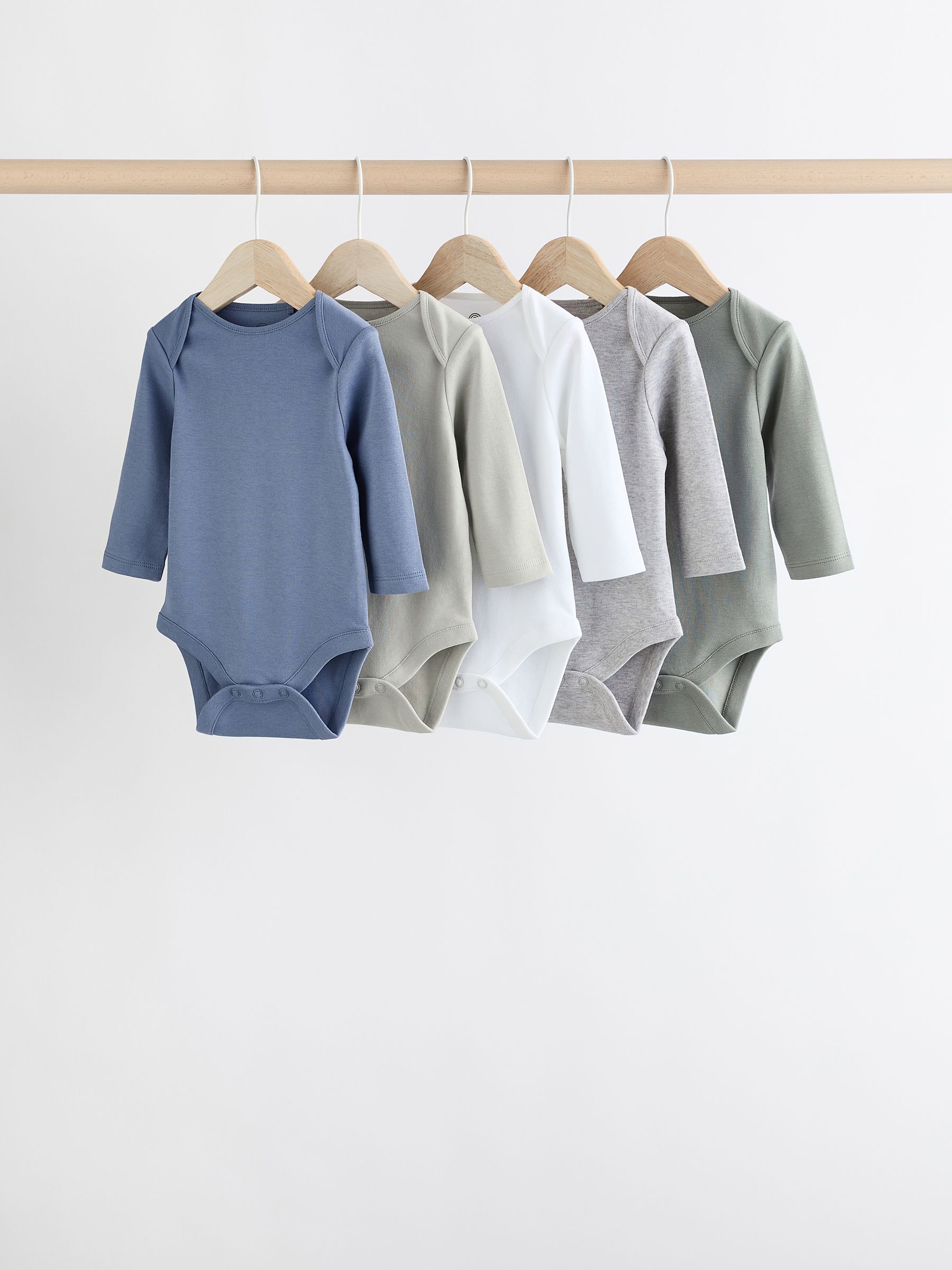 Buy Grey/White Long Sleeve Bodysuits 5 Pack from the Next UK online shop