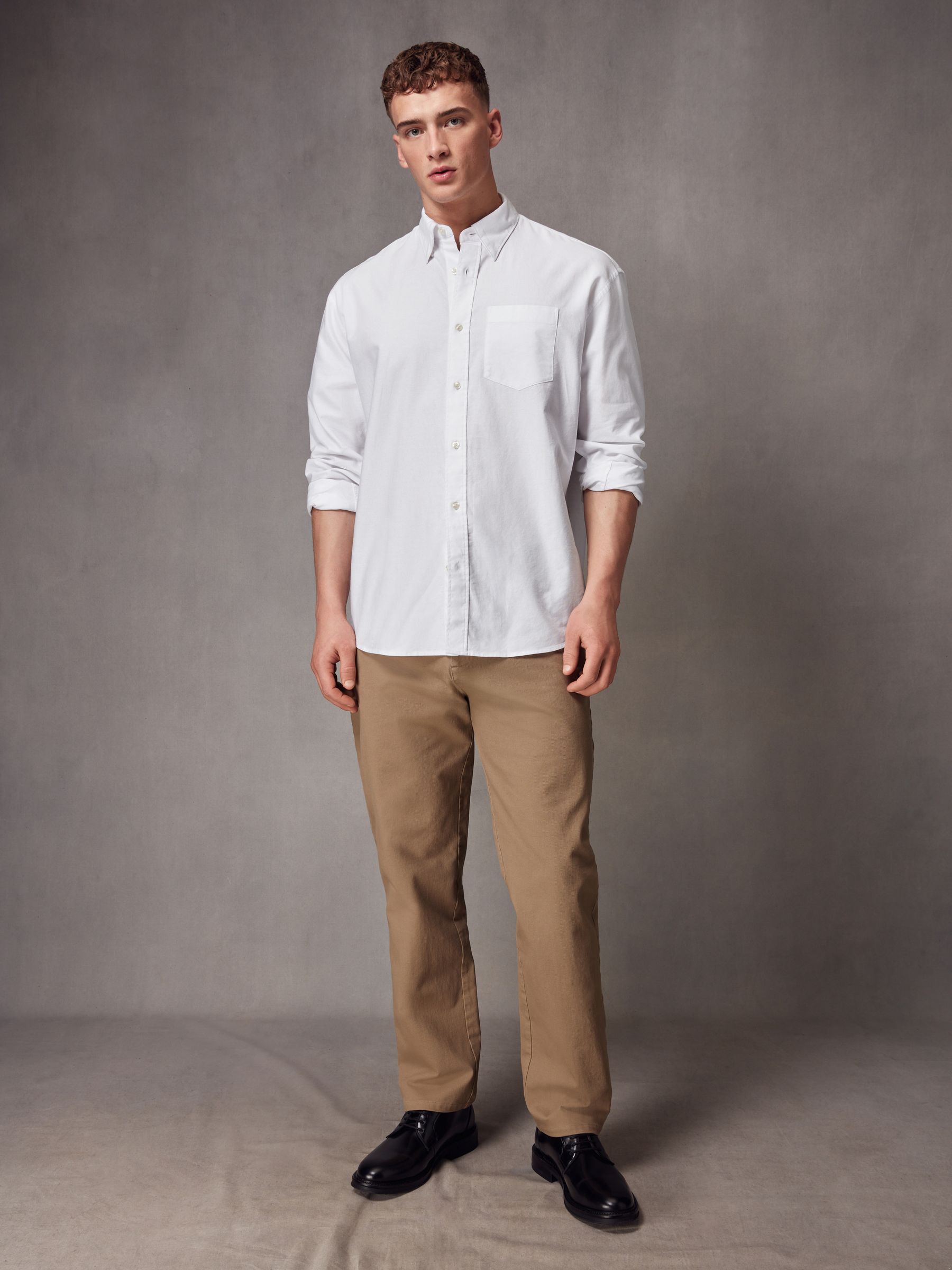 Buy Stone Straight Fit Textured Smart Chinos with Stretch from the Next ...